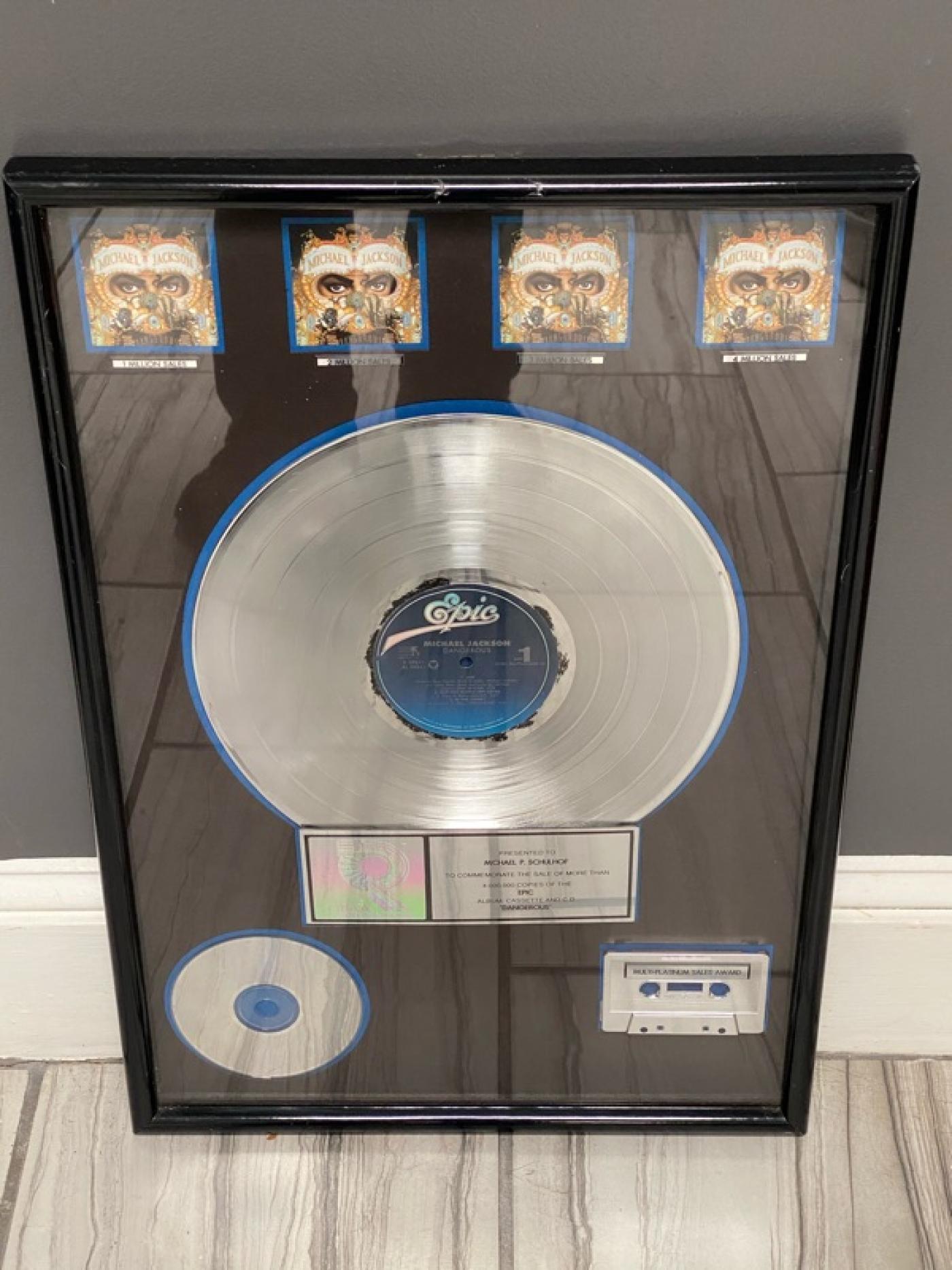 MICHAEL JACKSON 'DANGEROUS' PLATINUM RECORD AWARD