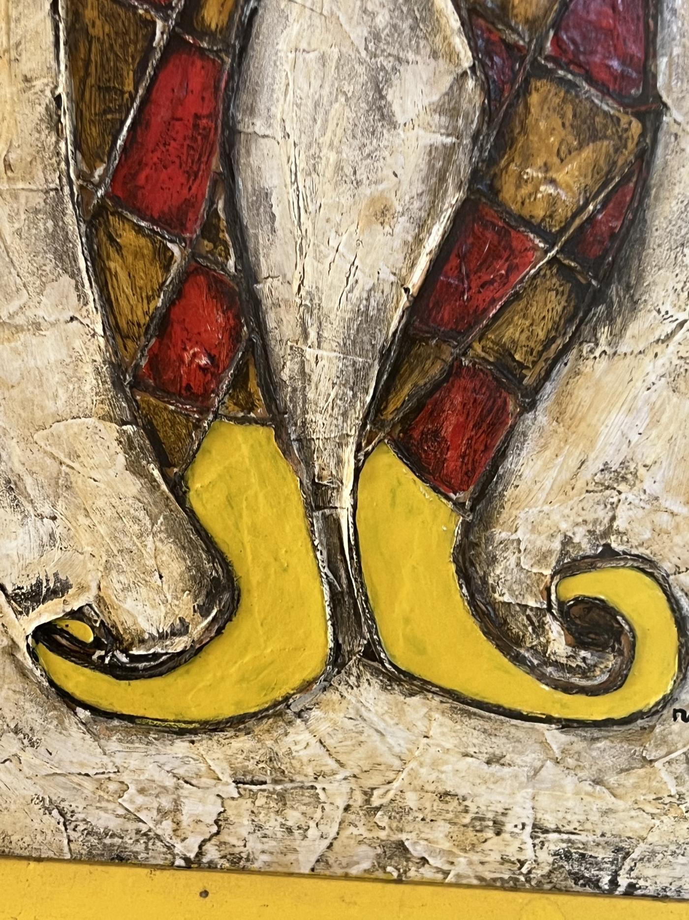 MID CENTURY CREEPY HARLEQUIN PAINTING