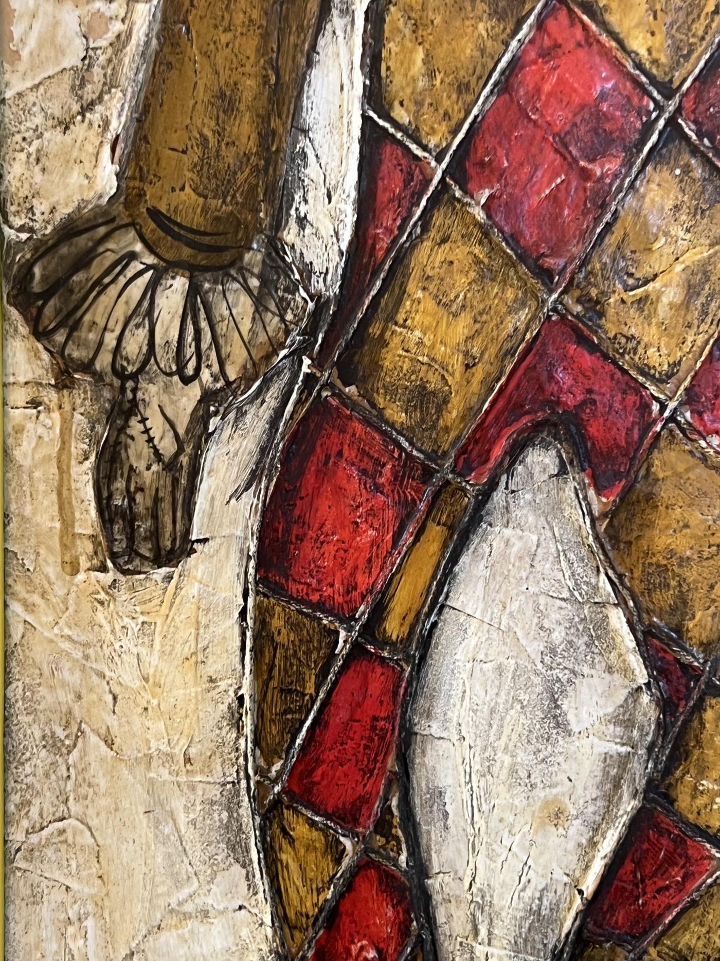 MID CENTURY CREEPY HARLEQUIN PAINTING