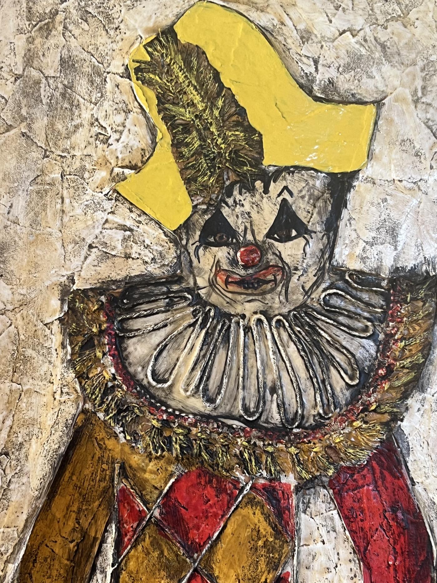 MID CENTURY CREEPY HARLEQUIN PAINTING