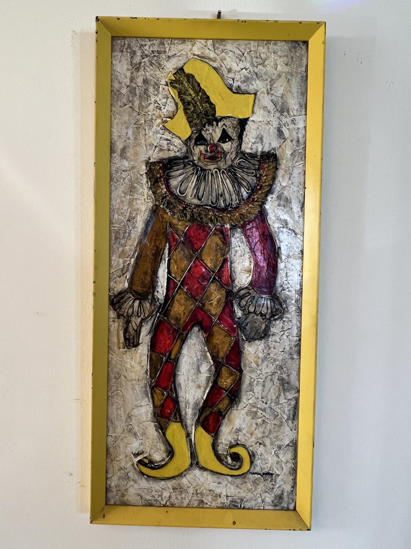 MID CENTURY CREEPY HARLEQUIN PAINTING