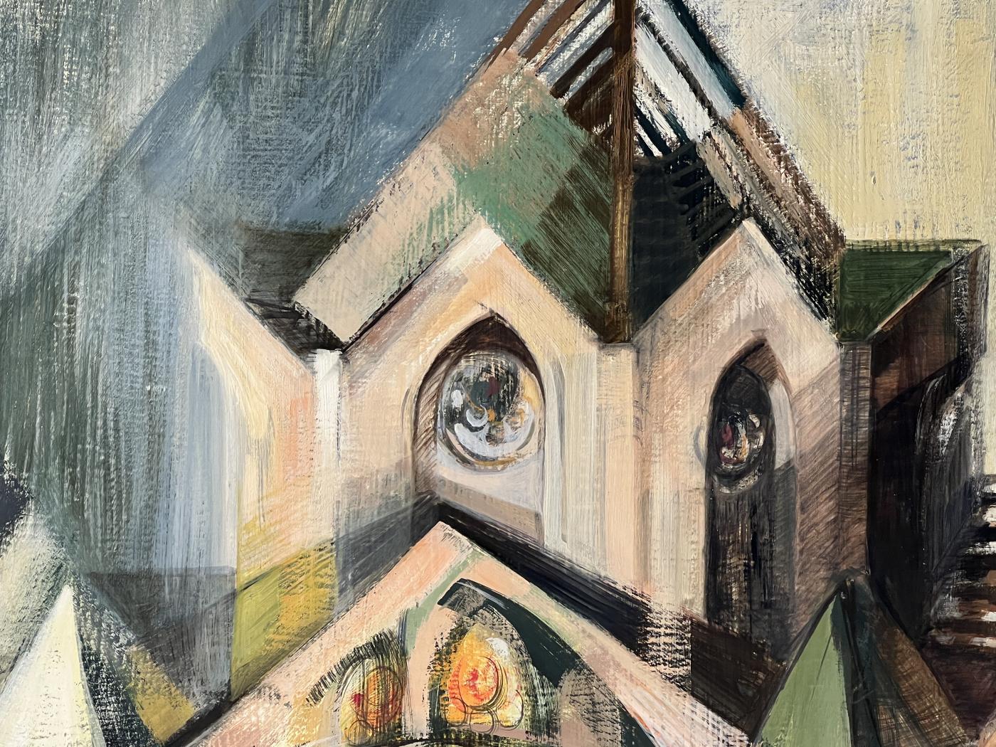 MID CENTURY CUBISTIC ABSTRACT PAINTING SIGNED