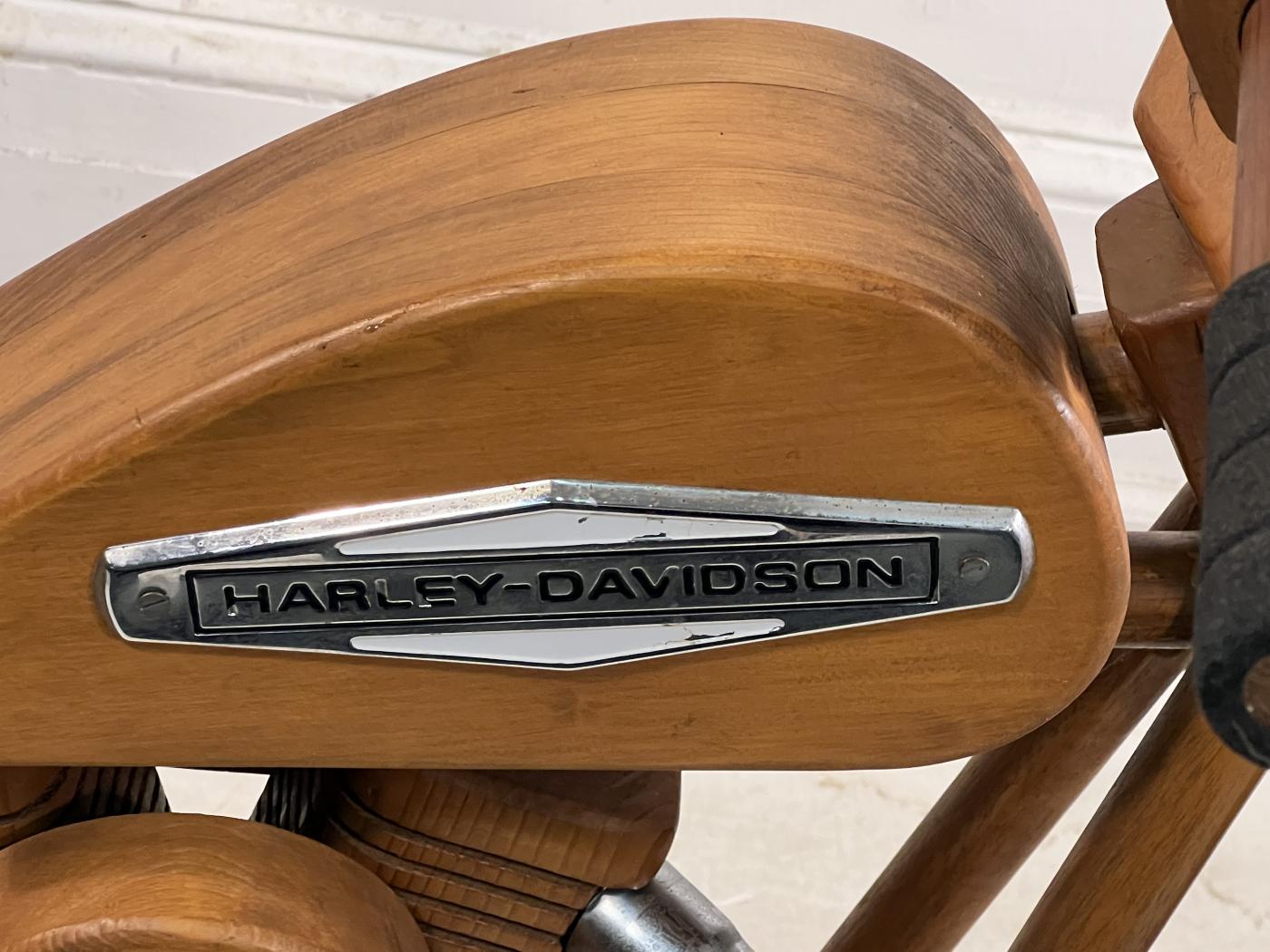 MID CENTURY HAND MADE HARLEY DAVIDSON WOODEN MOTORCYCLE ROCKER