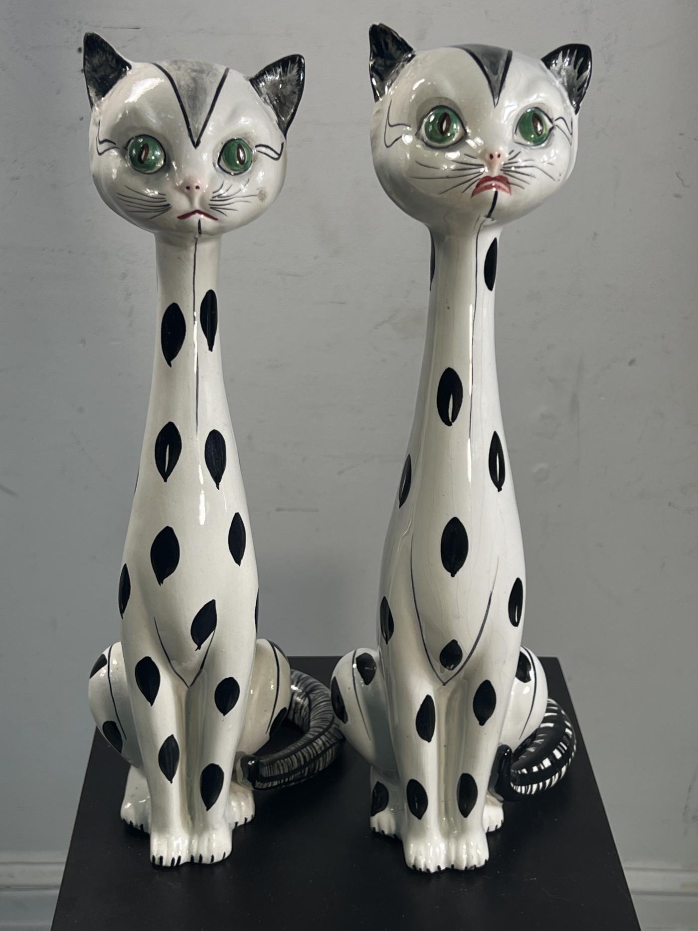 MID CENTURY ITALIAN CERAMIC CAT FIGURES