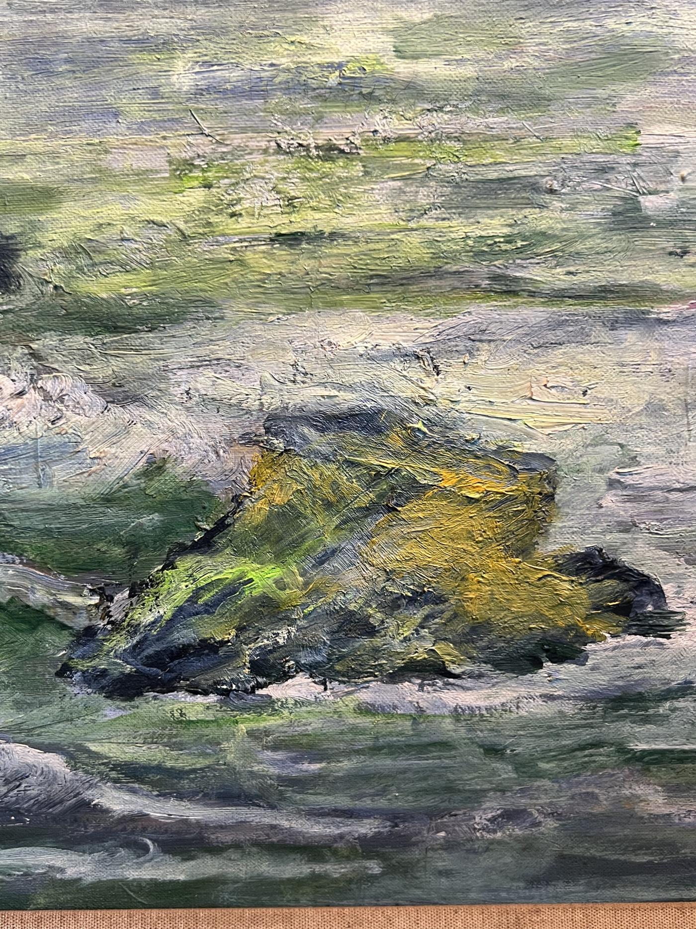 MID CENTURY OCEAN WAVES BREAK PAINTING