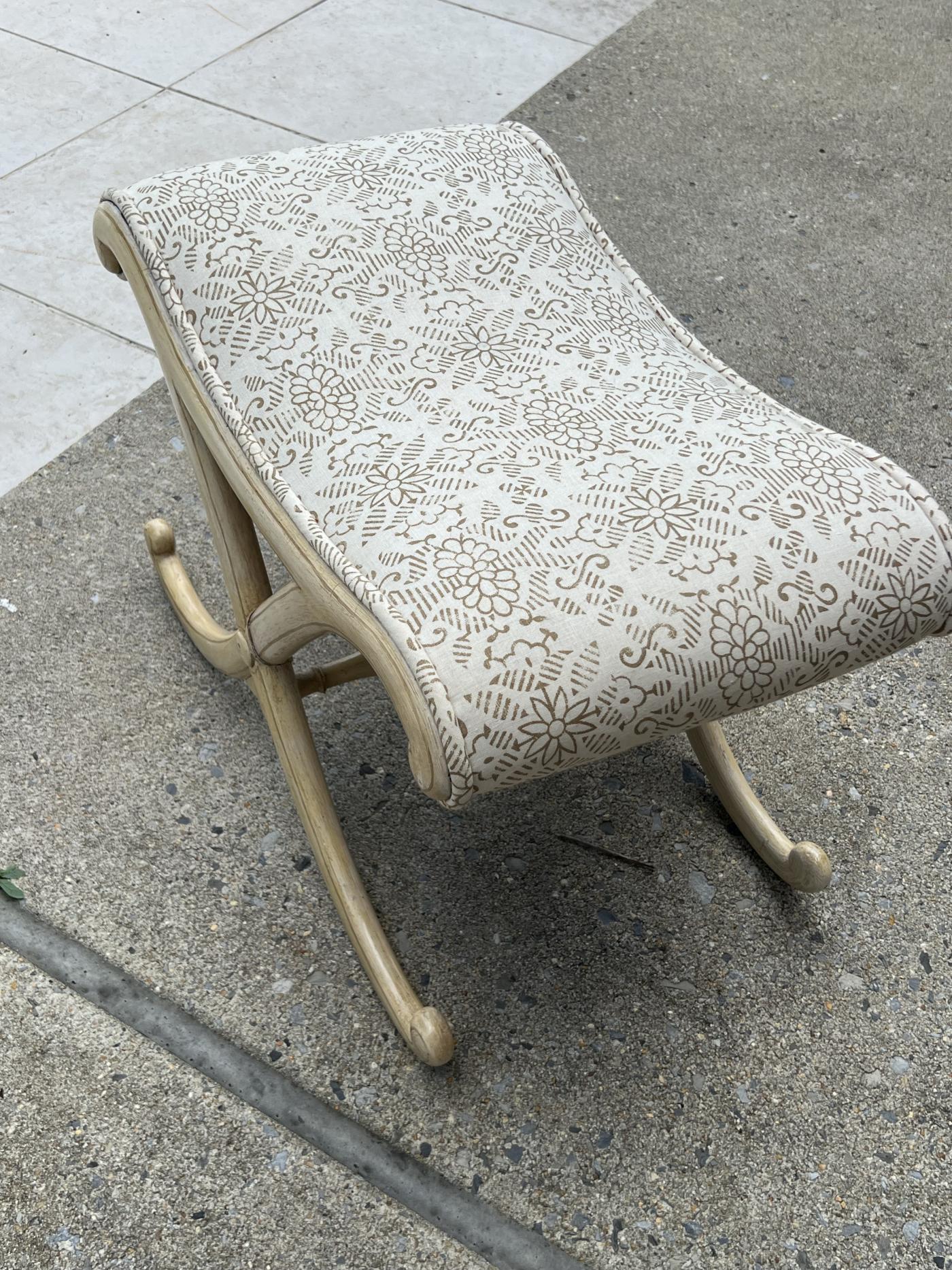 MID CENTURY PAINTED WOOD CAMPAIGN X BASE STOOL