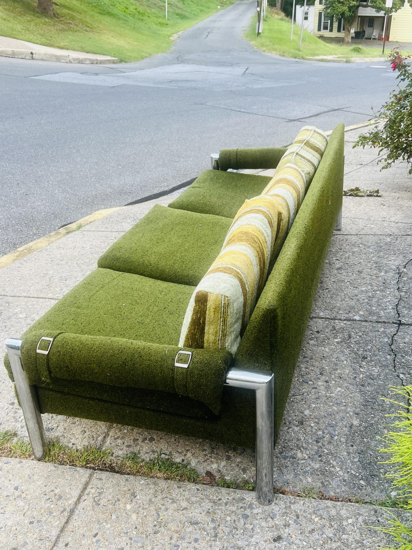 Milo Baughman - MODERNIST CHROME TUBULAR COUCH WITH ORIGINAL FABRIC ...