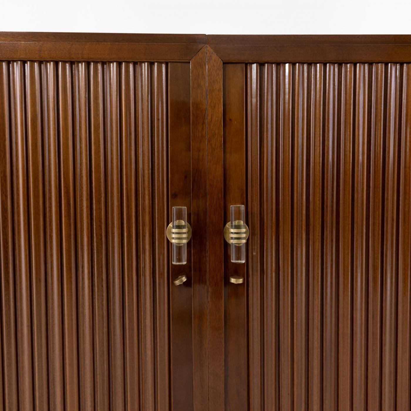 MODERNIST SIDEBOARD WITH TAMBOUR SLIDING DOORS