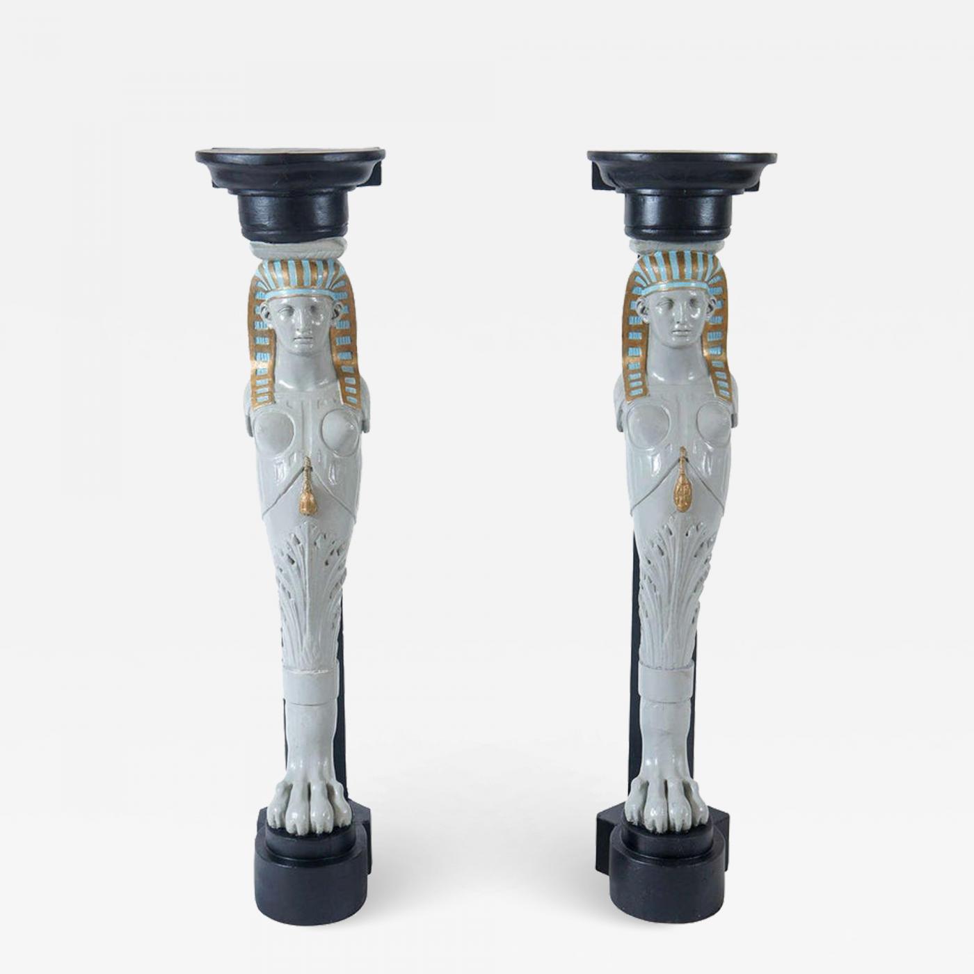 Madeleine Castaing - Egyptian Revival Corner Pedestals, Style of ...