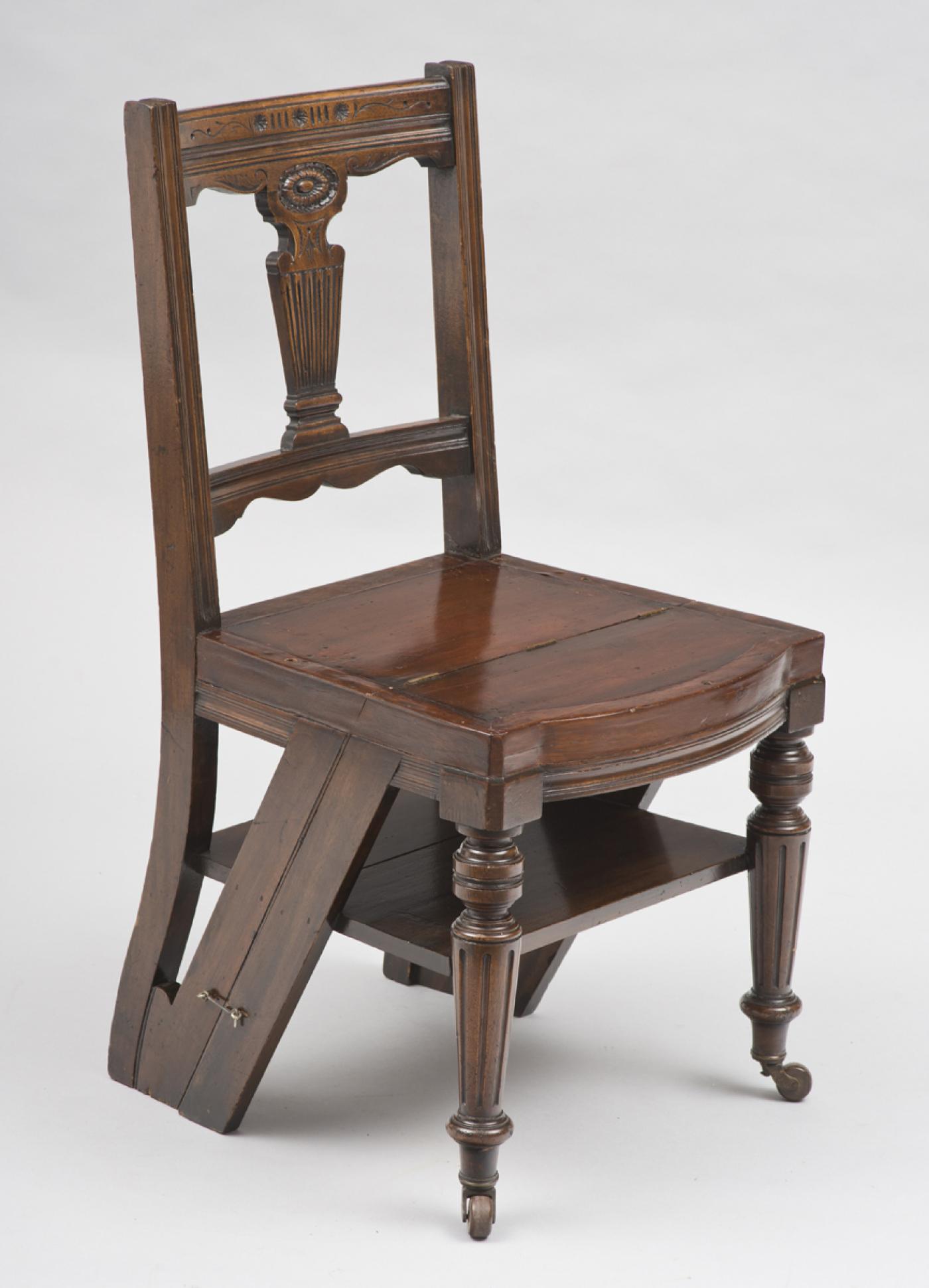 Mahogany Metamorphic Chair and Library Steps, Circa 1870
