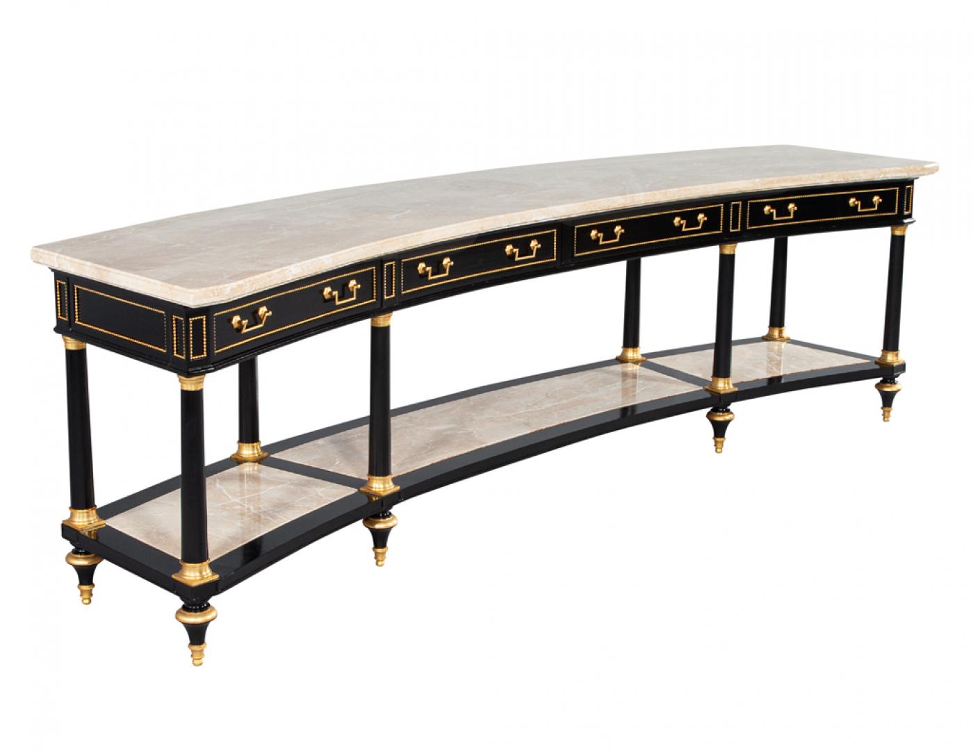 Maison Jansen - Maison Jansen Marble Top Curved Credenza Console Table