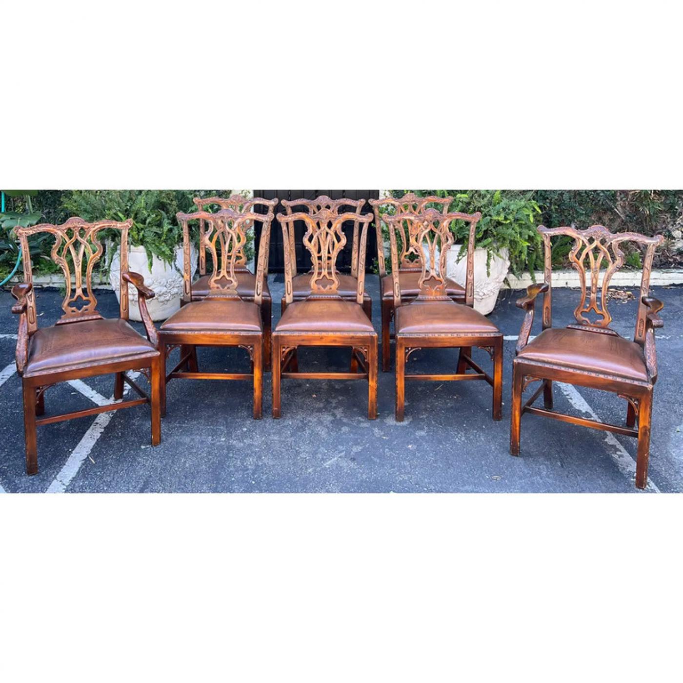 Maitland-Smith - 1990s Maitland-Smith Chippendale Style Mahogany Dining ...