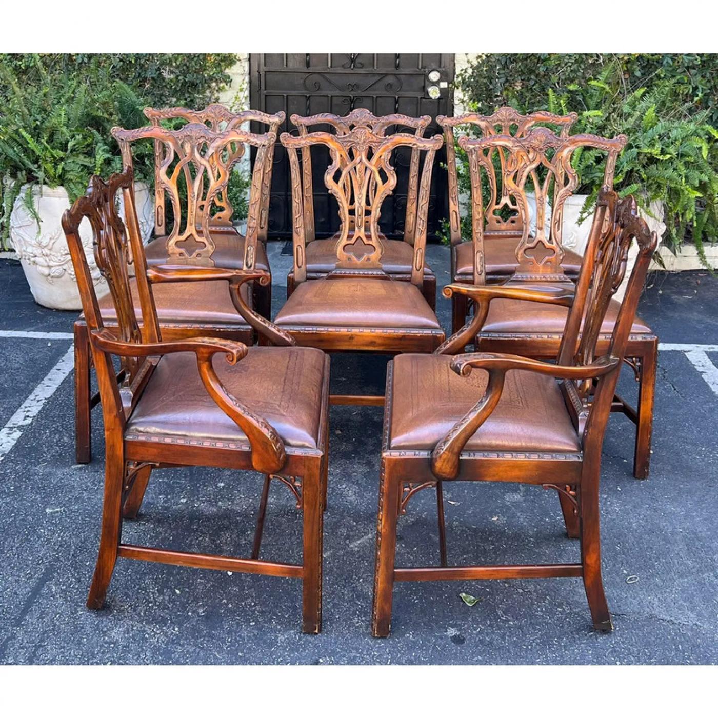 Maitland-Smith - 1990s Maitland-Smith Chippendale Style Mahogany Dining ...