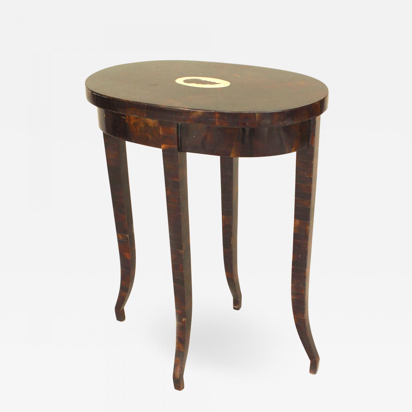 Maitland-Smith - French Faux Tortoise Shell Oval End Table