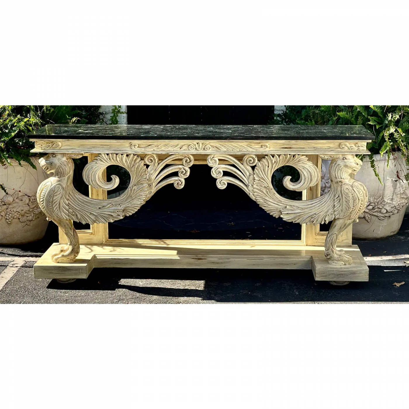 Maitland-Smith - Maitland Smith Winged Griffin Giltwood Marble Veneer ...