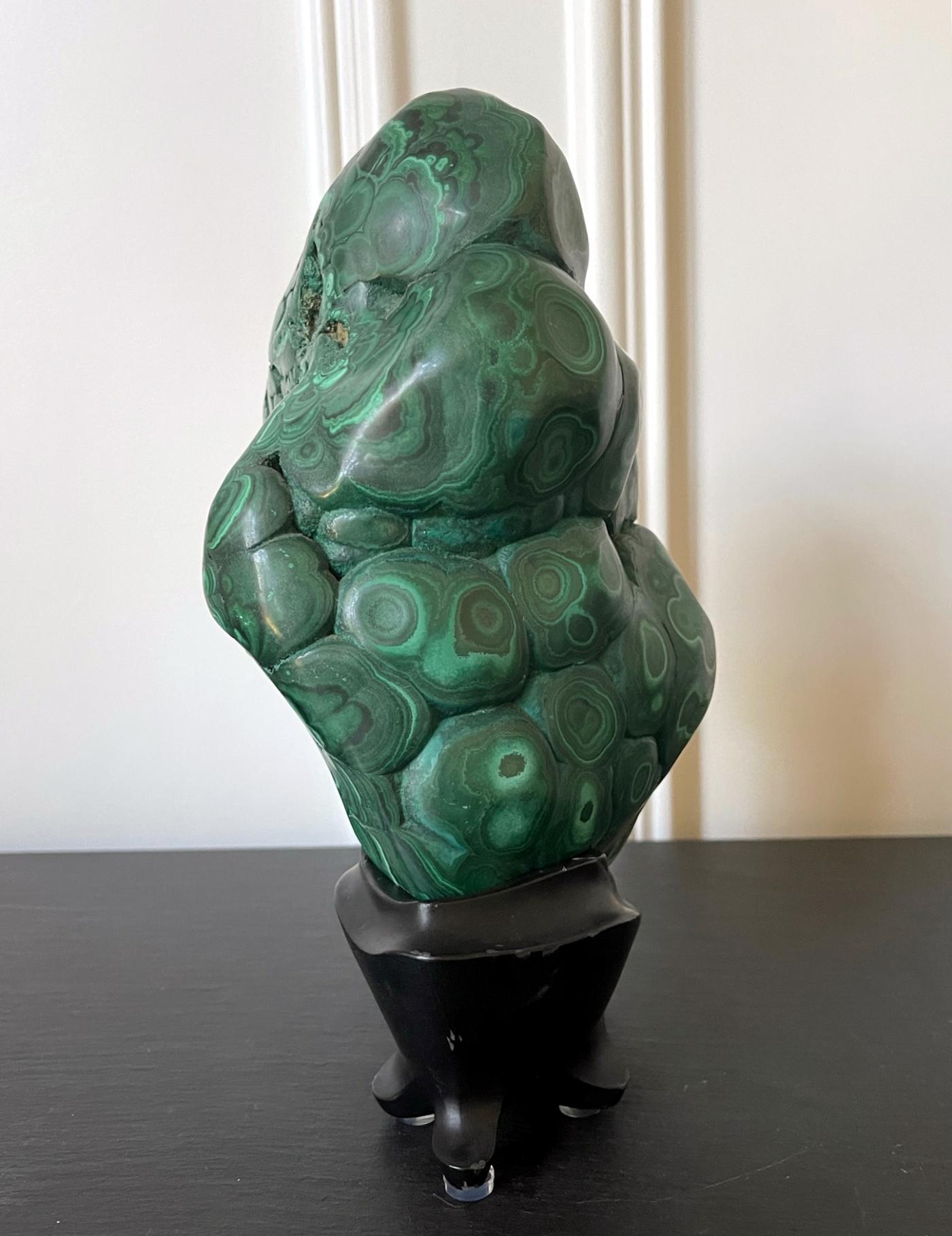 Malachite Rock on Display Stand as a Chinese Scholar Stone
