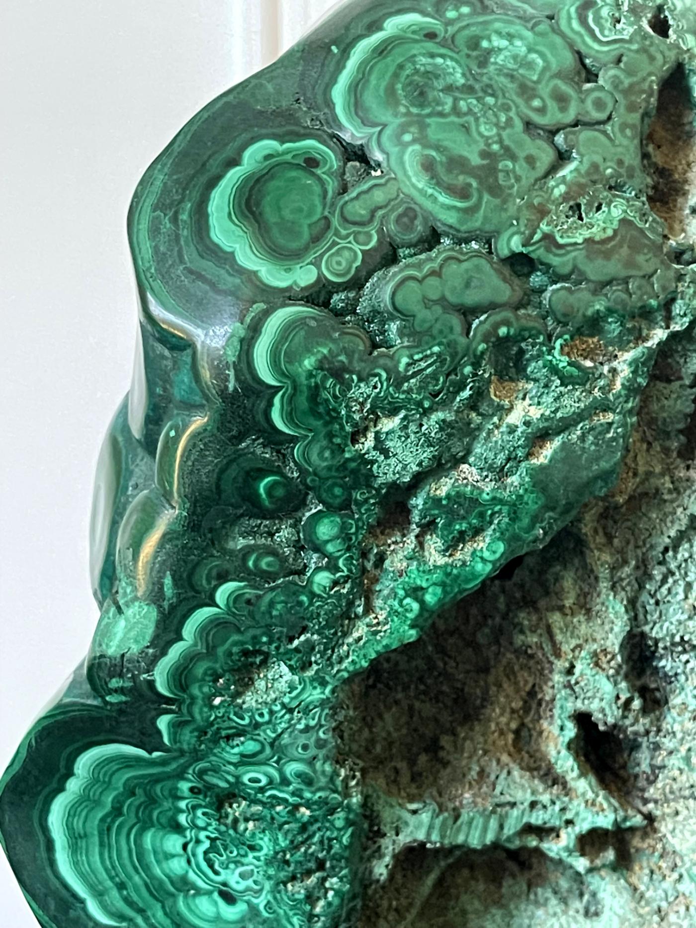 Malachite Rock on Display Stand as a Chinese Scholar Stone