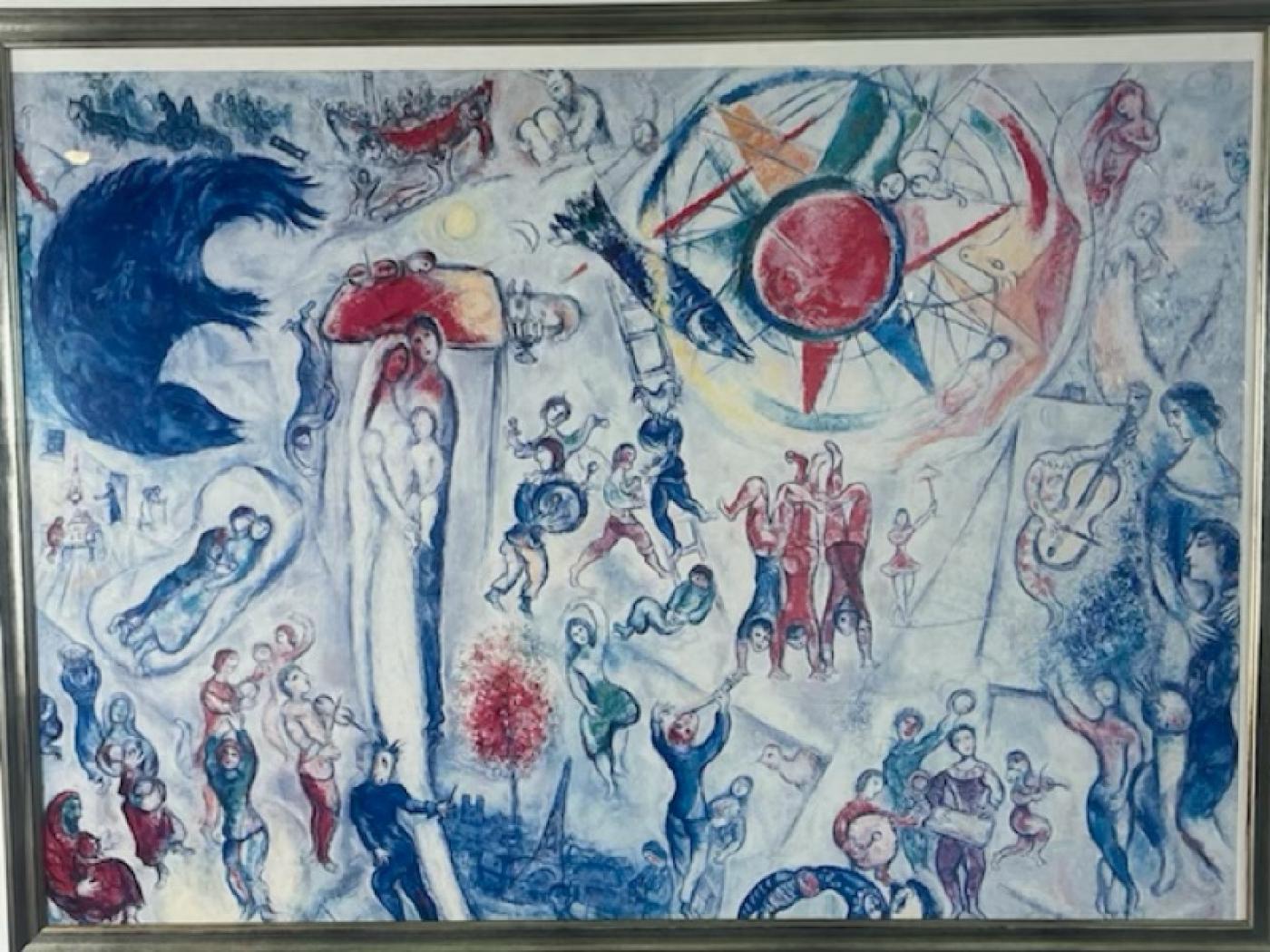 Marc Chagall - FINE COLOR PRINT OF MARC CHAGALL IN SILVER MODERNIST FRAME