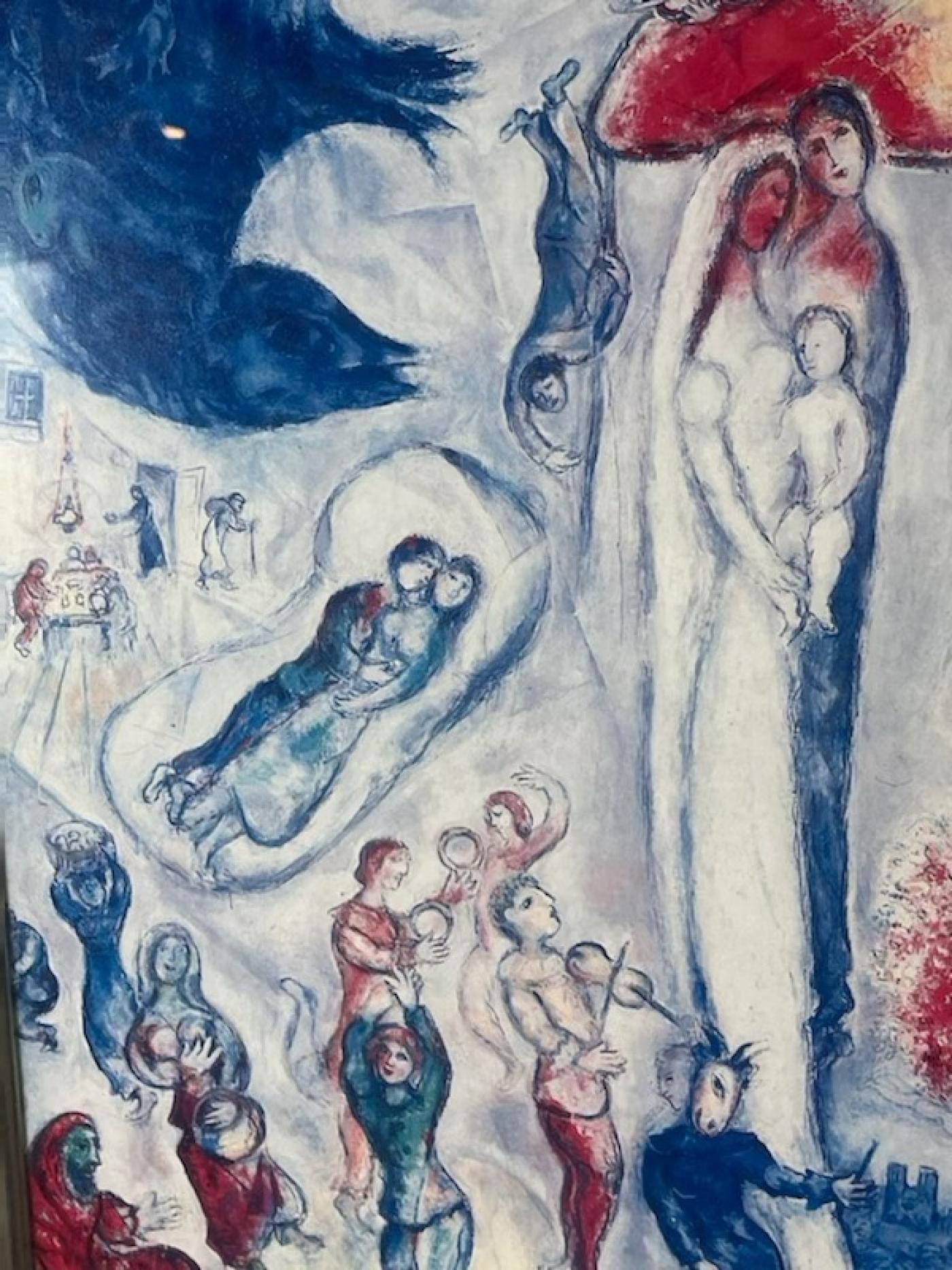 Marc Chagall - FINE COLOR PRINT OF MARC CHAGALL IN SILVER MODERNIST FRAME