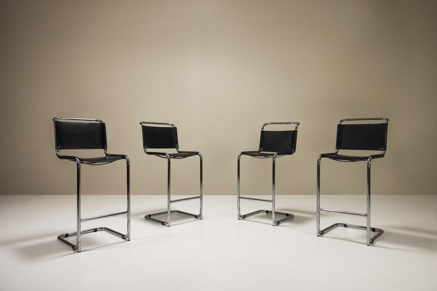 Marcel Breuer - Set Of Four Bar Stools In Aluminum By Marcel Breuer ...