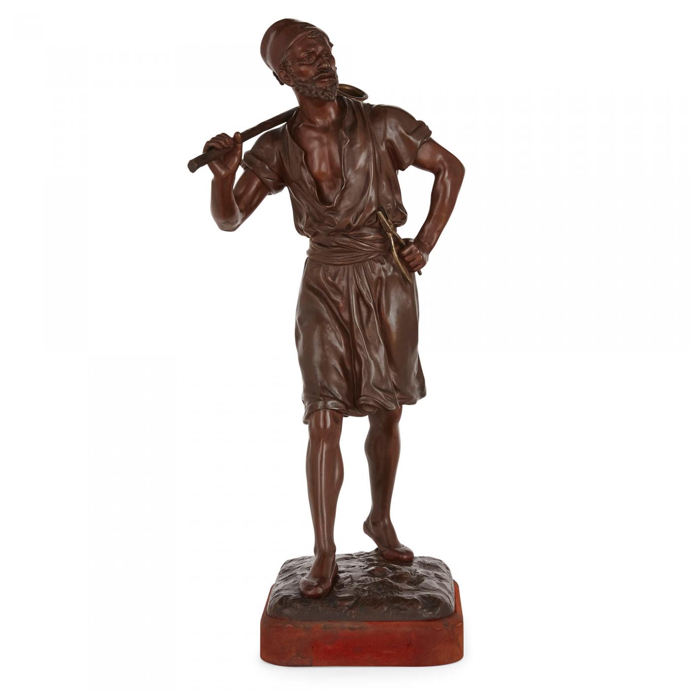 Marcel Debut - Orientalist bronze figure of a water carrier by Marcel Debut