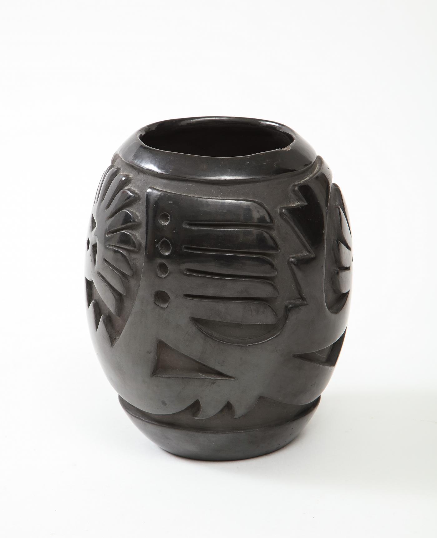Margaret Tafoya - Margaret Tafoya, Pueblo Carved Black Pottery Vase