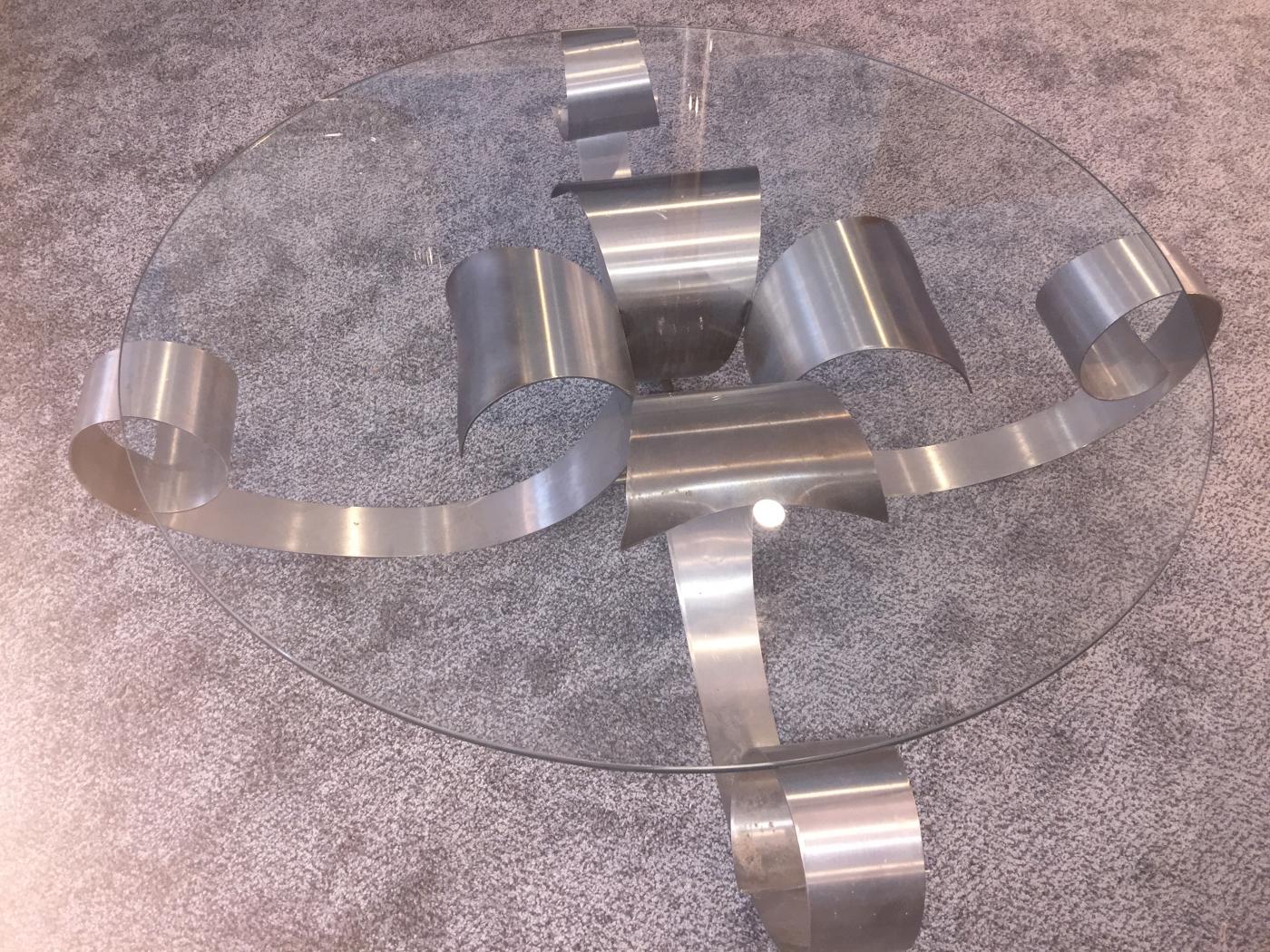 Maria Pergay - MODERNIST METAL CURL DESIGN COFFEE TABLE IN THE MANNER ...