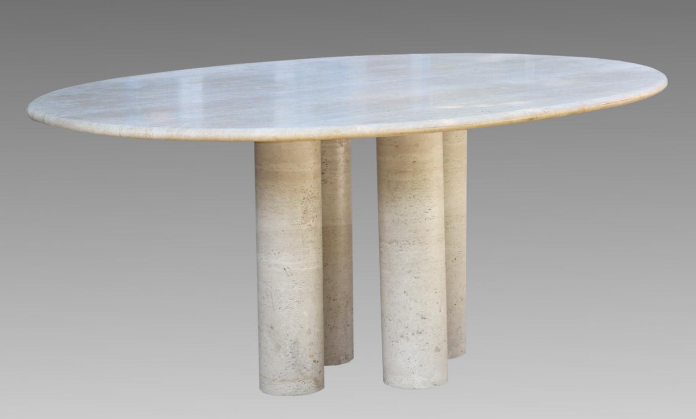 Mario Bellini - Colonnata II oval dining table in travertine for ...