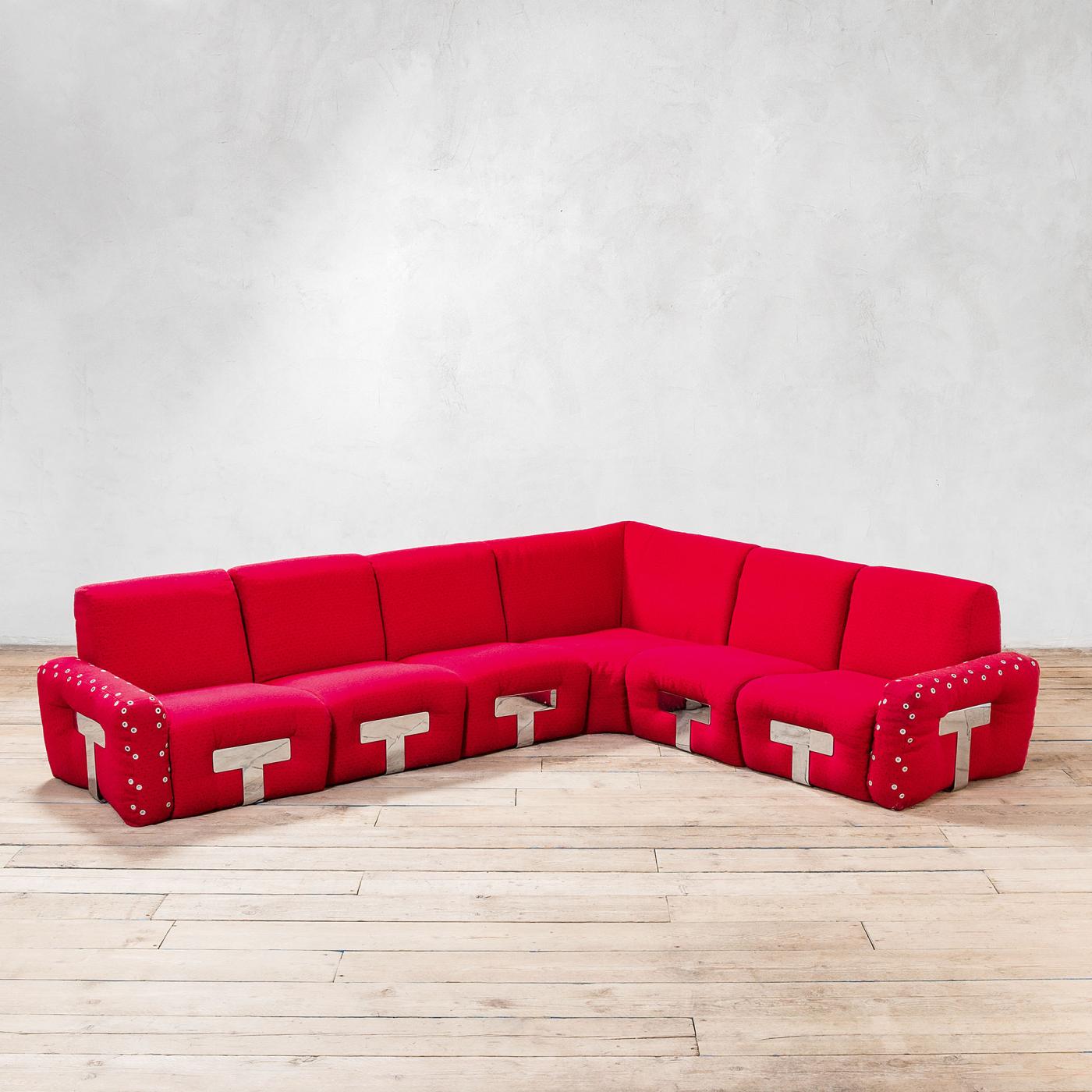 Mario Sabot - Mario Sabot Angular Red Sofa mod. Mais Mais, 70s