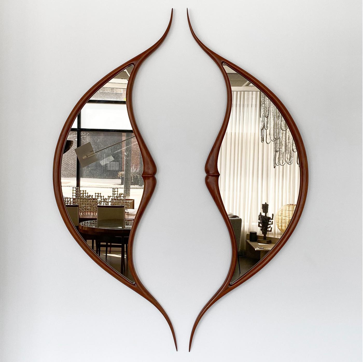 Mark Levin - Pair Studio Craft Movement Sculptural Walnut Wall Mirrors ...