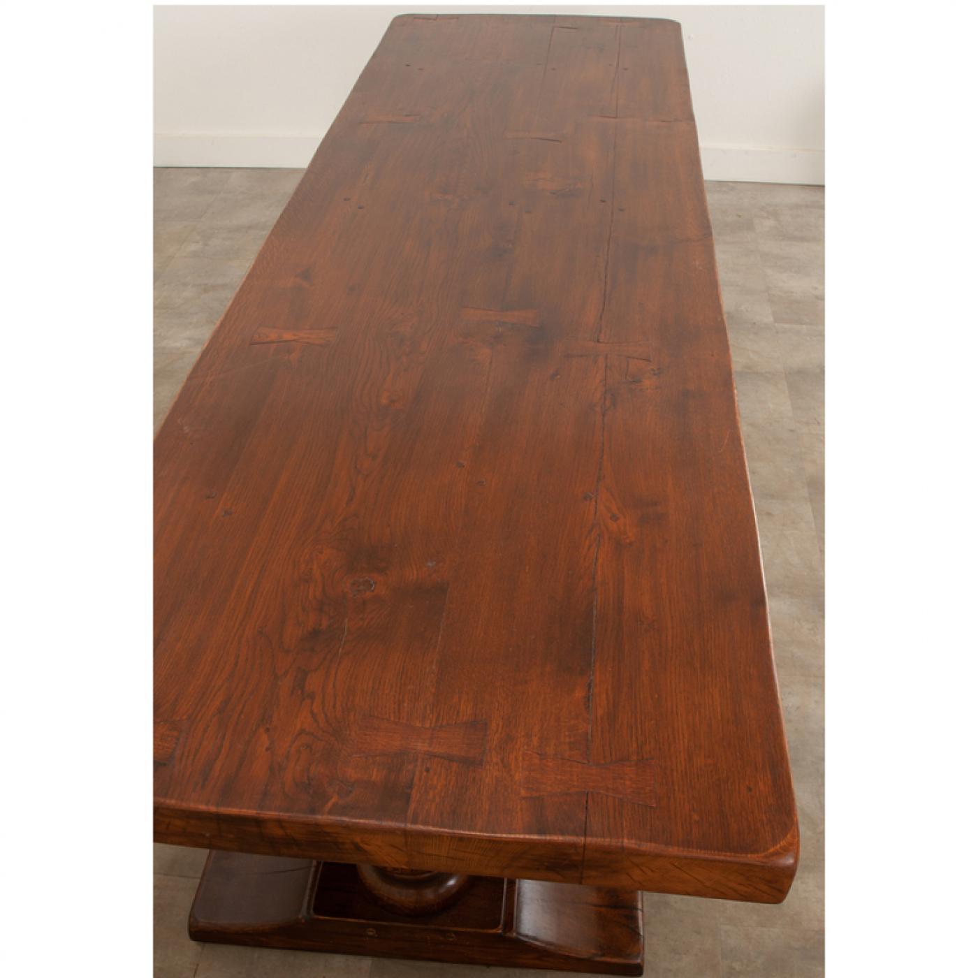 Massive French Oak Trestle Base Dining Table