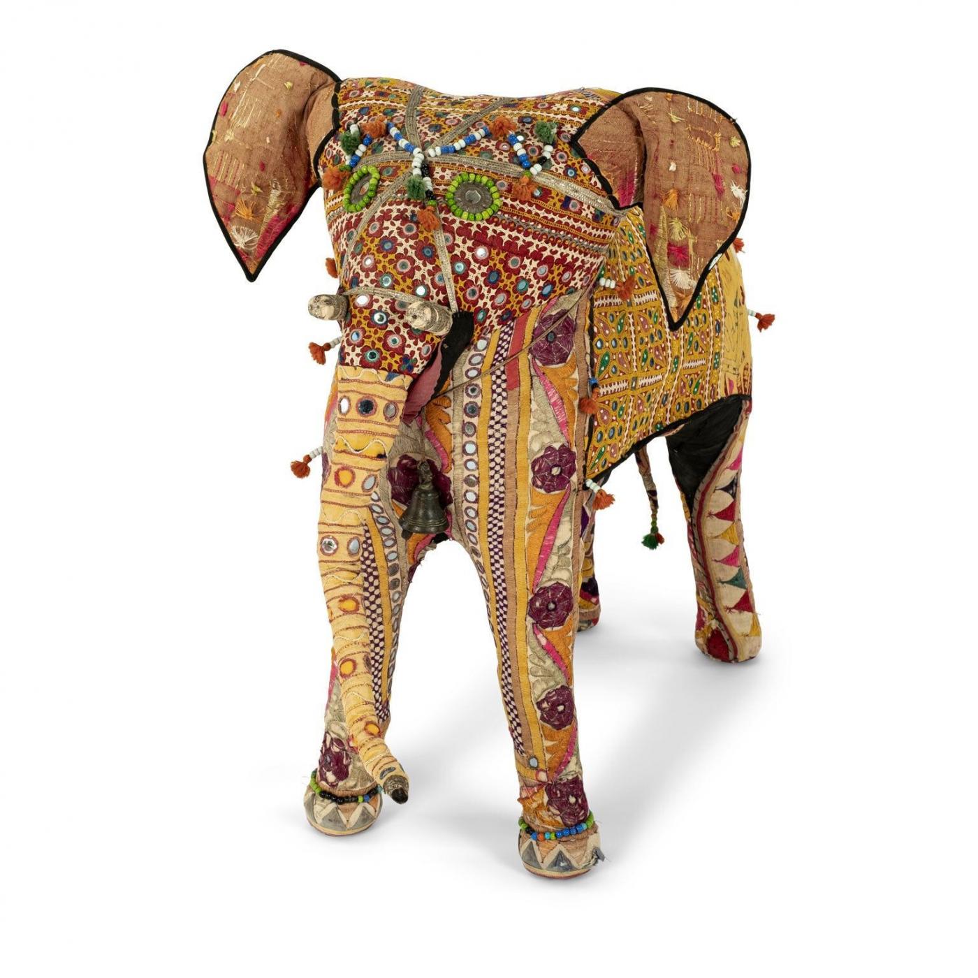 Massive Vintage Cotton Elephant Covered in Indian Textiles