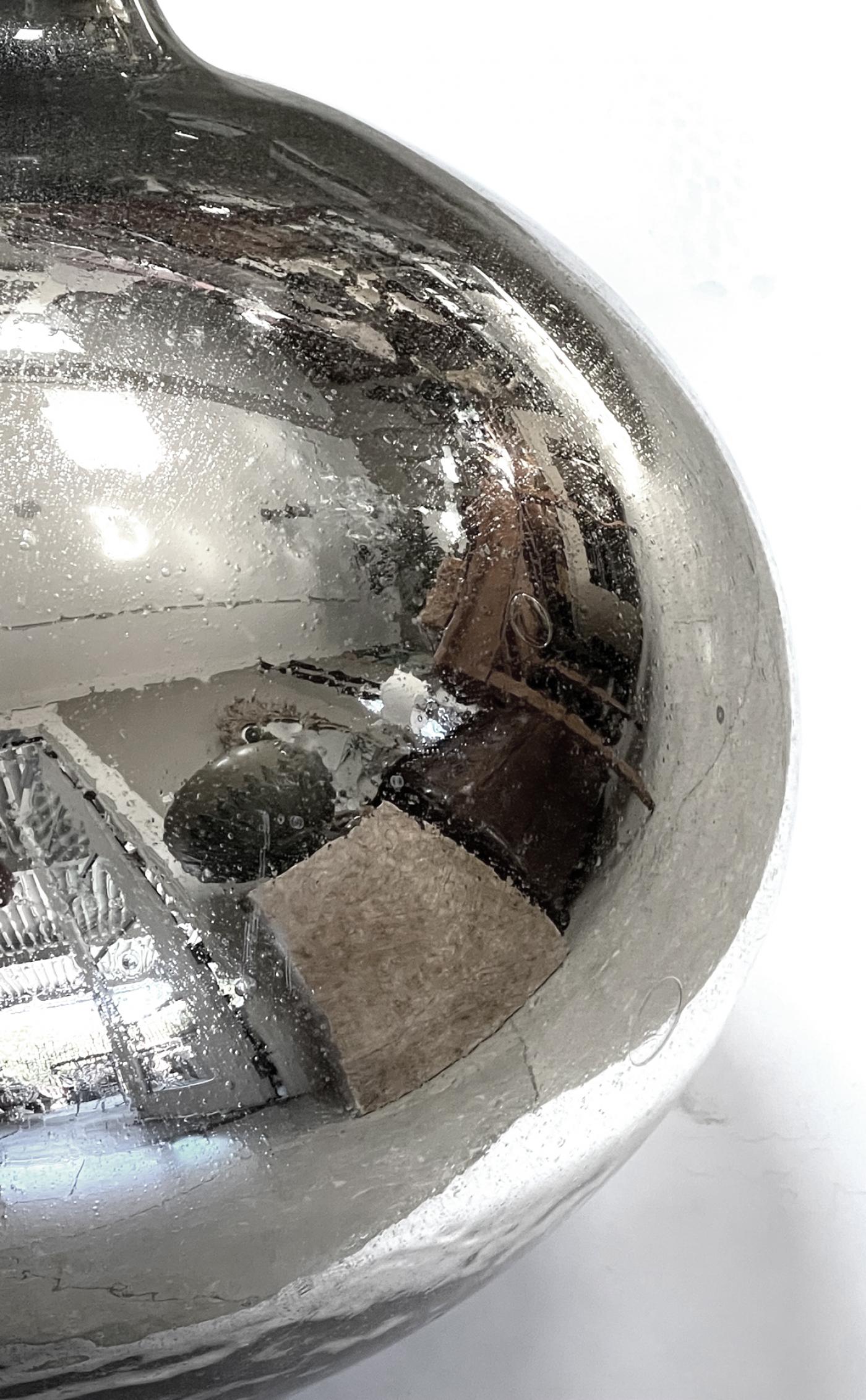 Massive mercury glass spheroid lamp