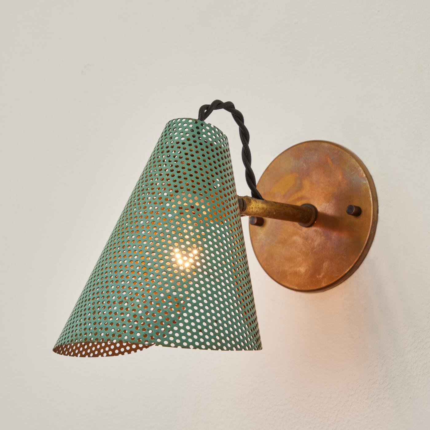 Mathieu Matégot - Pair of 1950s Perforated Metal & Brass Sconces ...