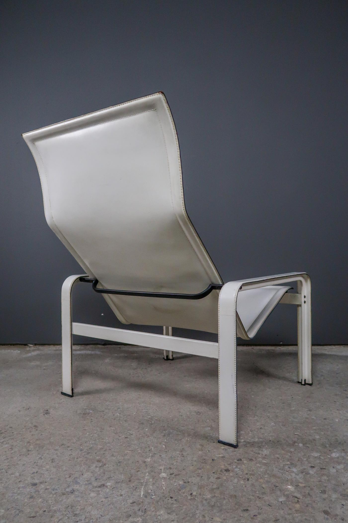 Matteo Grassi - Matteo Grassi White Leather Lounge Chair, Italy 1970s