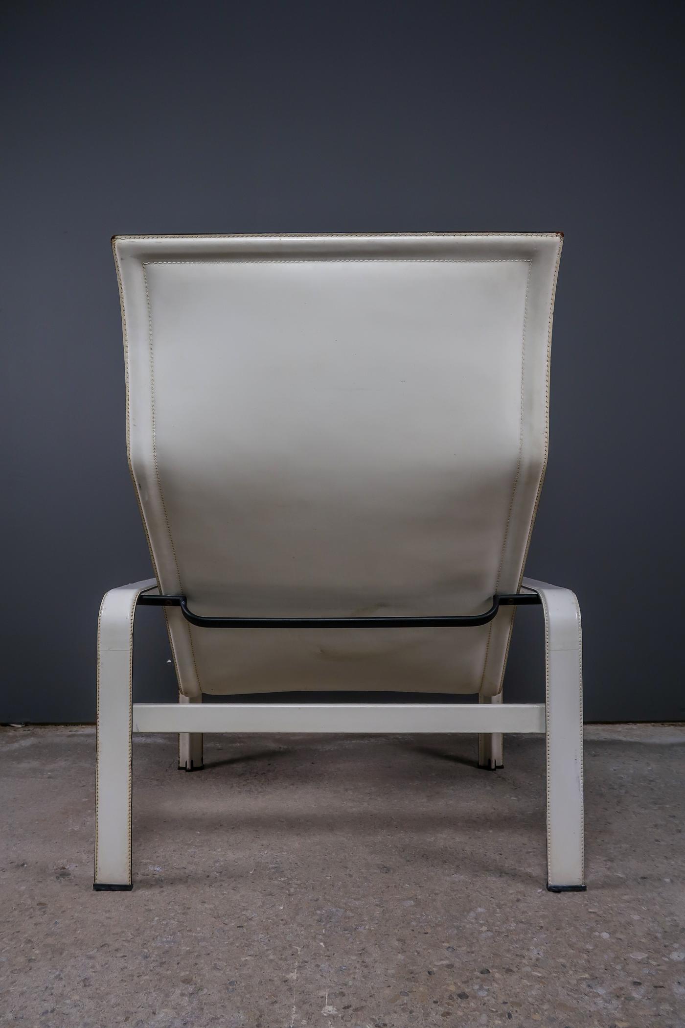 Matteo Grassi - Matteo Grassi White Leather Lounge Chair, Italy 1970s