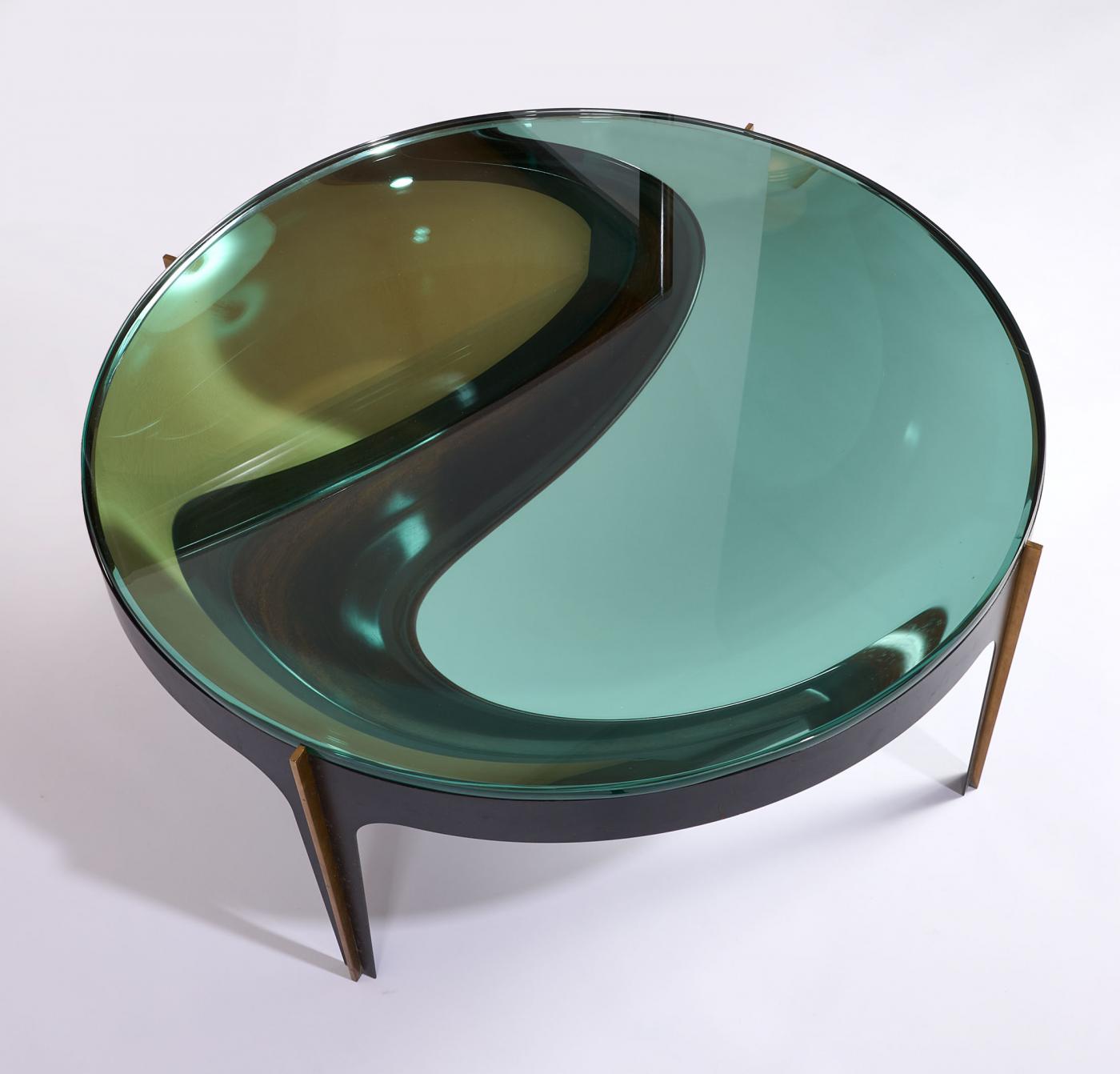 Max Ingrand - Max Ingrand Coffee Table , Mirrored Optical Effect