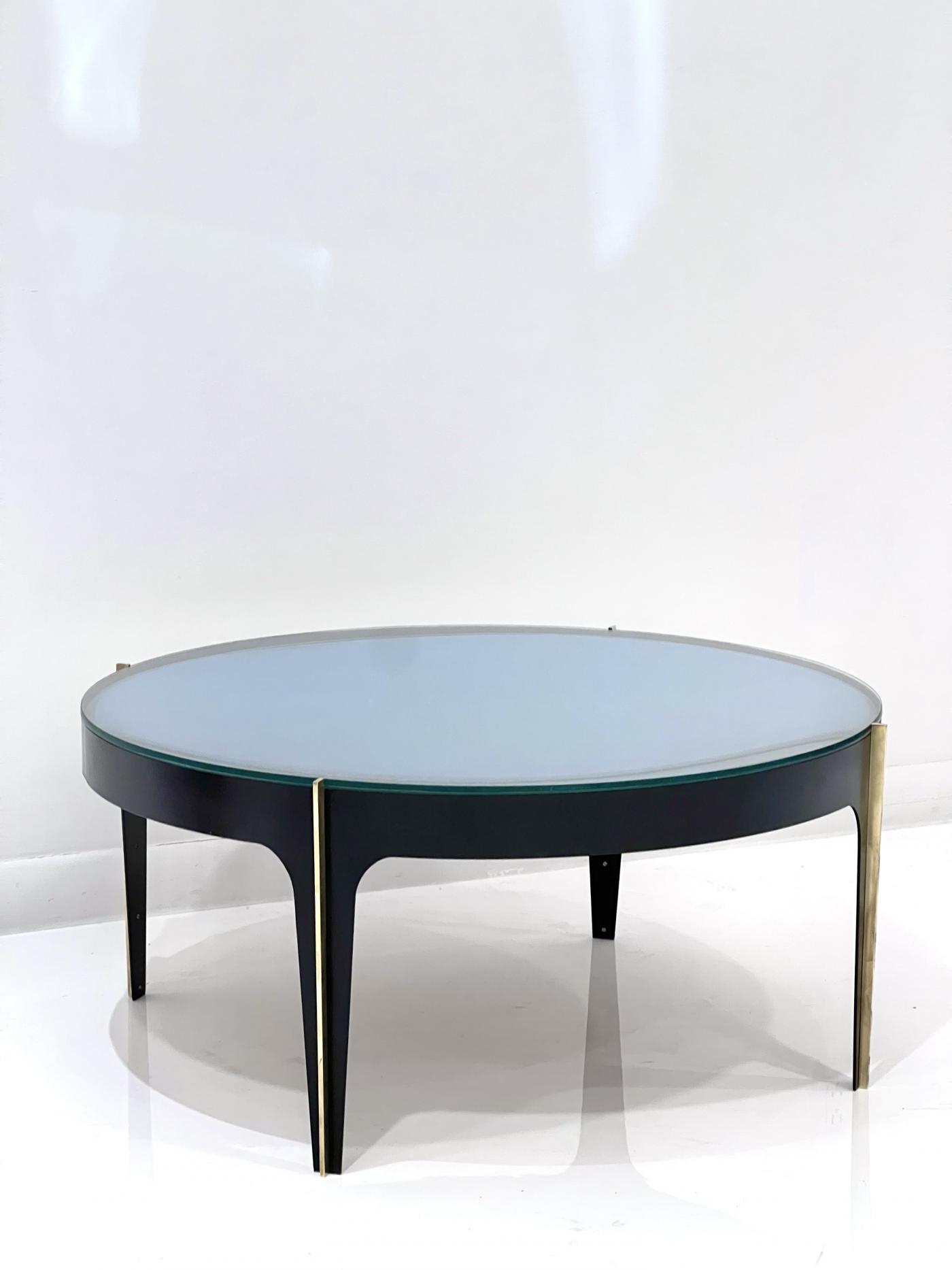 Max Ingrand Style Blue Optical Glass Cocktail Table