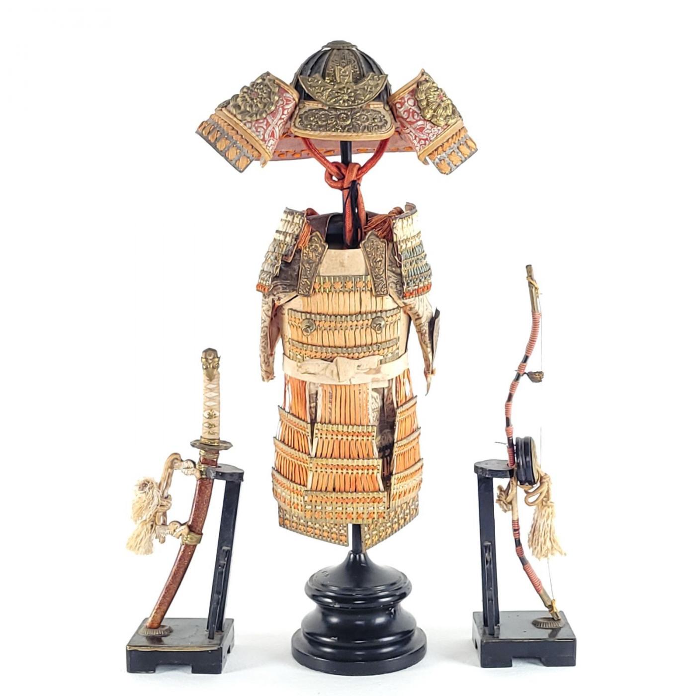Meiji Period Partial Miniature Samurai Armor and Weapons Set, late 19th ...