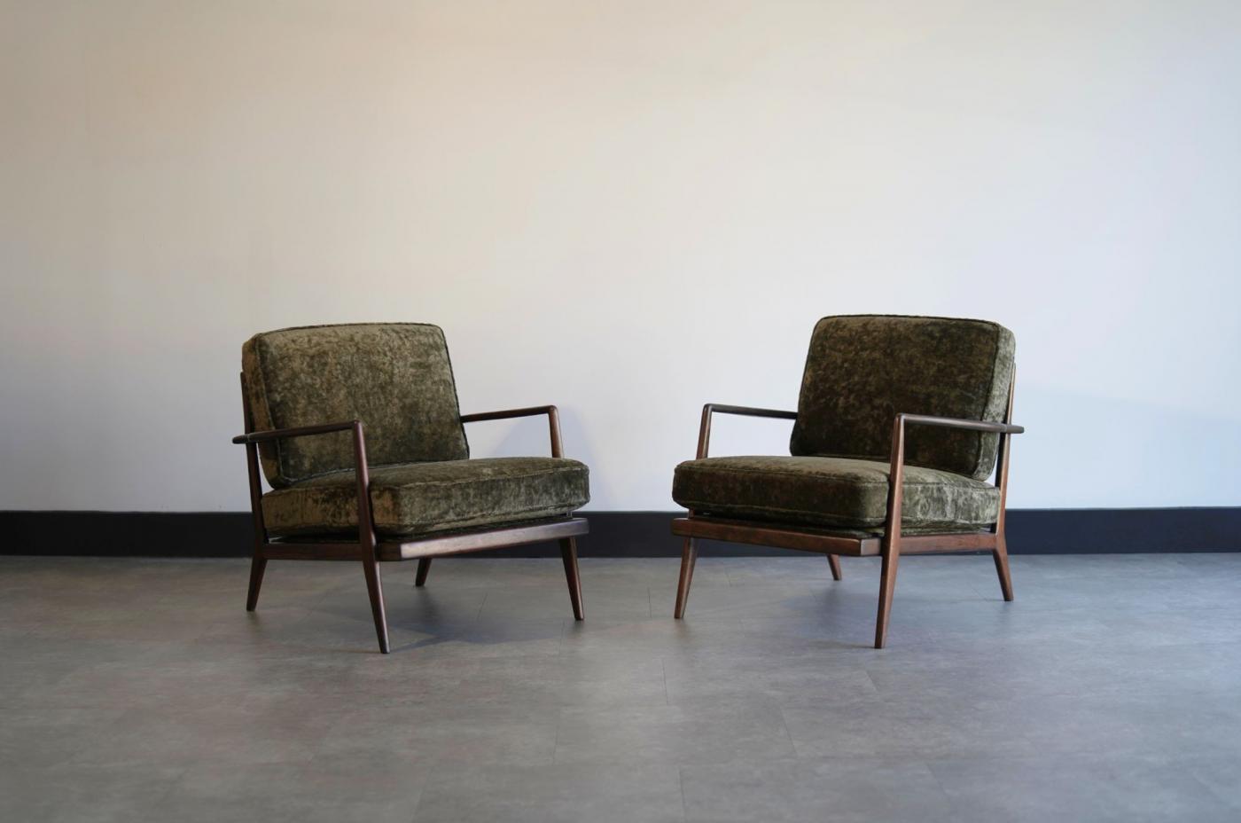 Mel Smilow - Mel Smilow Walnut Rail Back Lounge Chairs, Model WAC 33, C ...