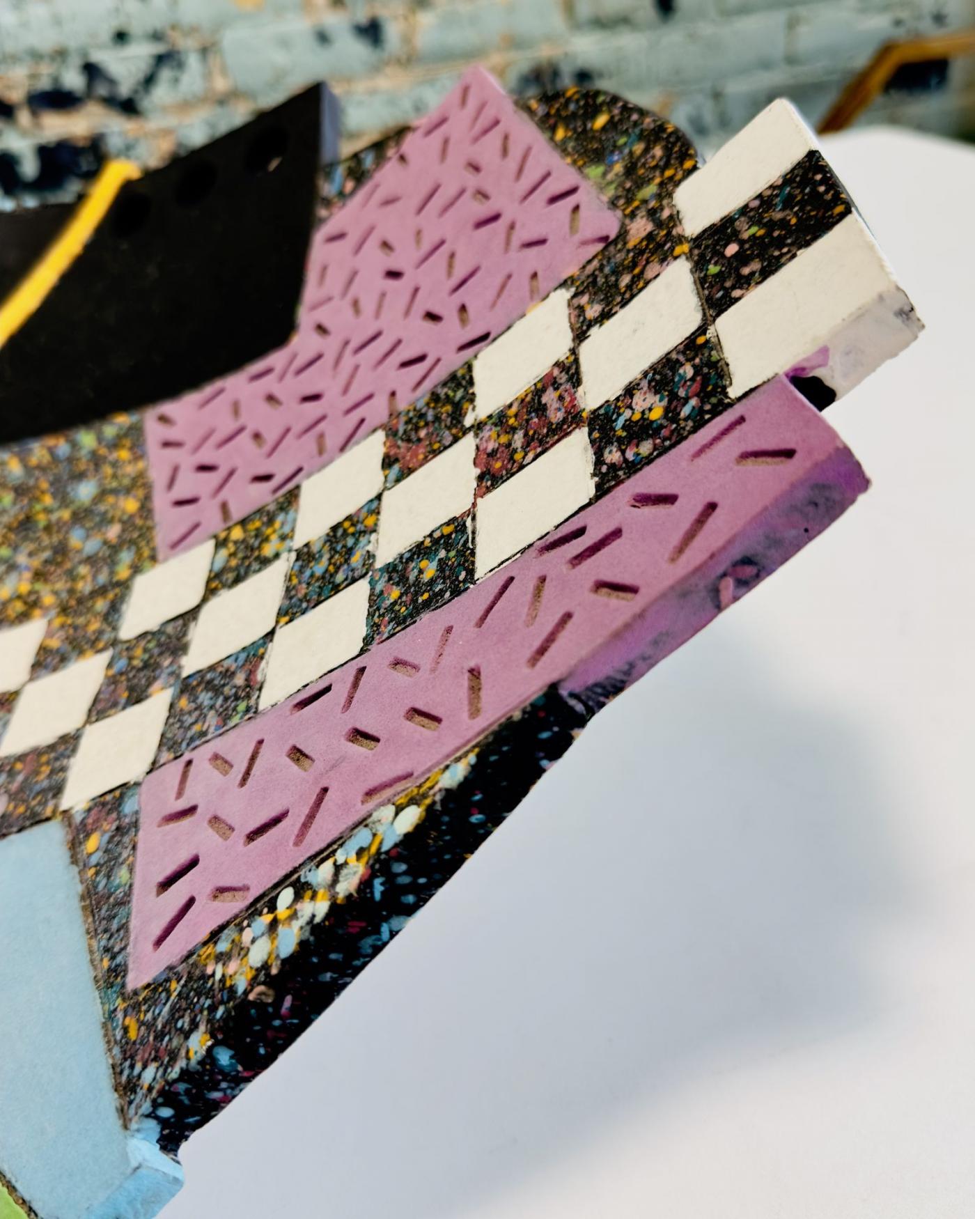 Memphis Post Modern Large Ceramic Wall Art Signed, 1980