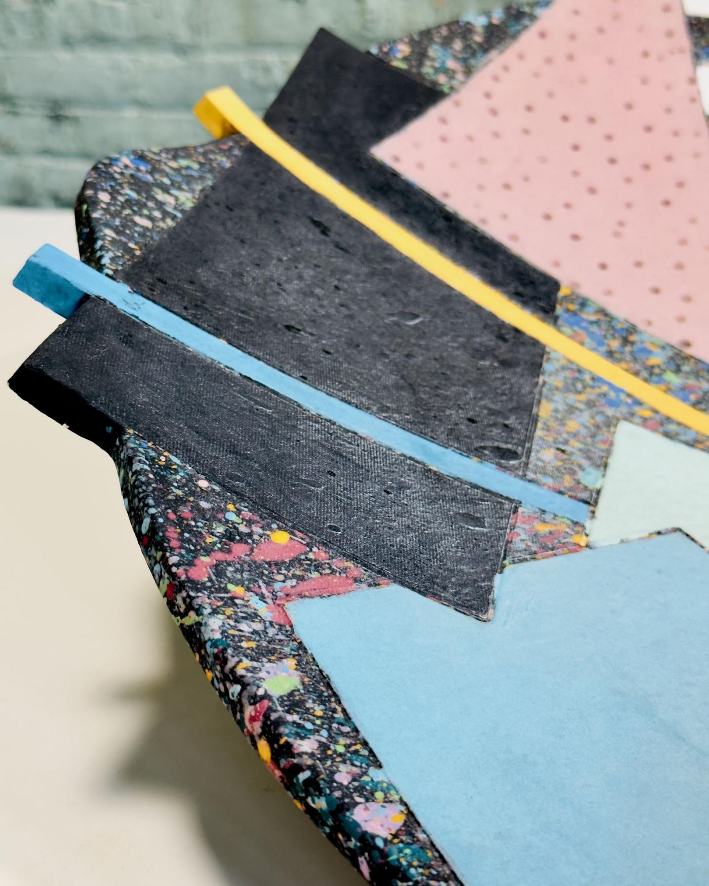 Memphis Post Modern Large Ceramic Wall Art Signed, 1980