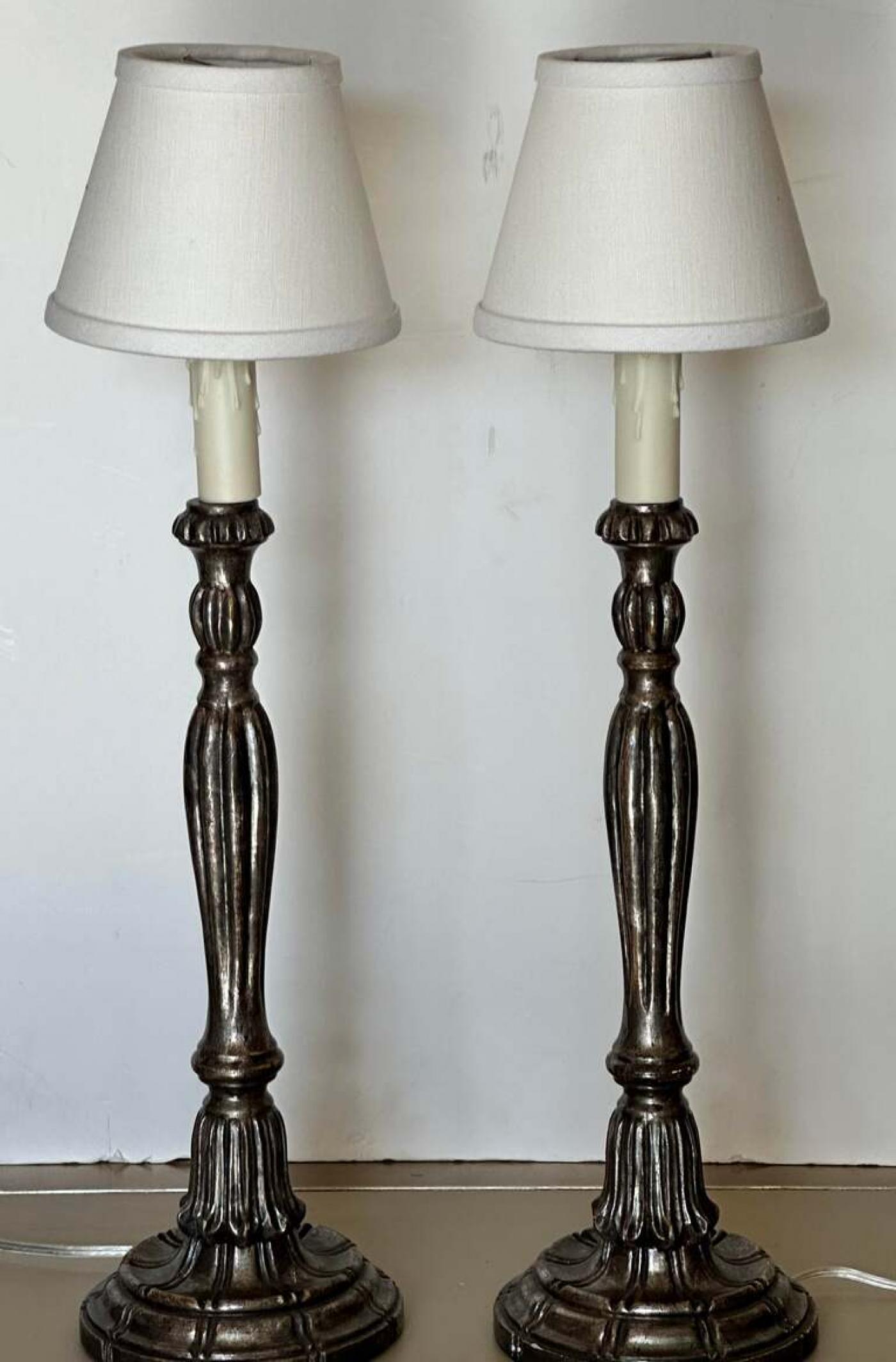 Michael Taylor - 18th C Style Panache Candlestick Table Lamps - a Pair