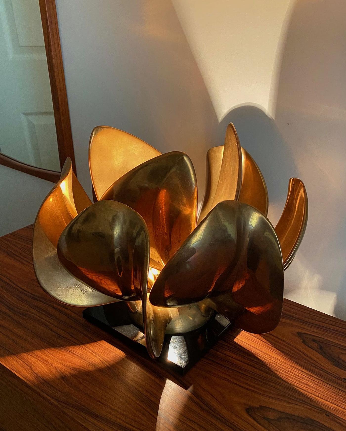 Michel Armand - LIGHT SCULPTURE IN SOLID BRONZE "FLEUR D'OR" BY ATELIER ...