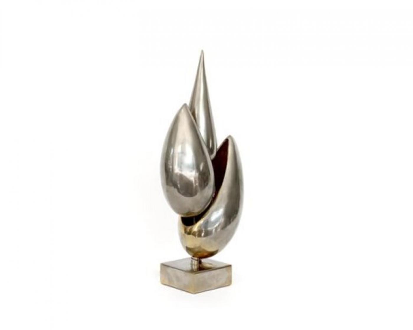 Michel Armand - MICHEL ARMAND FRENCH NICKLED BRONZE RARE TABLE LAMP