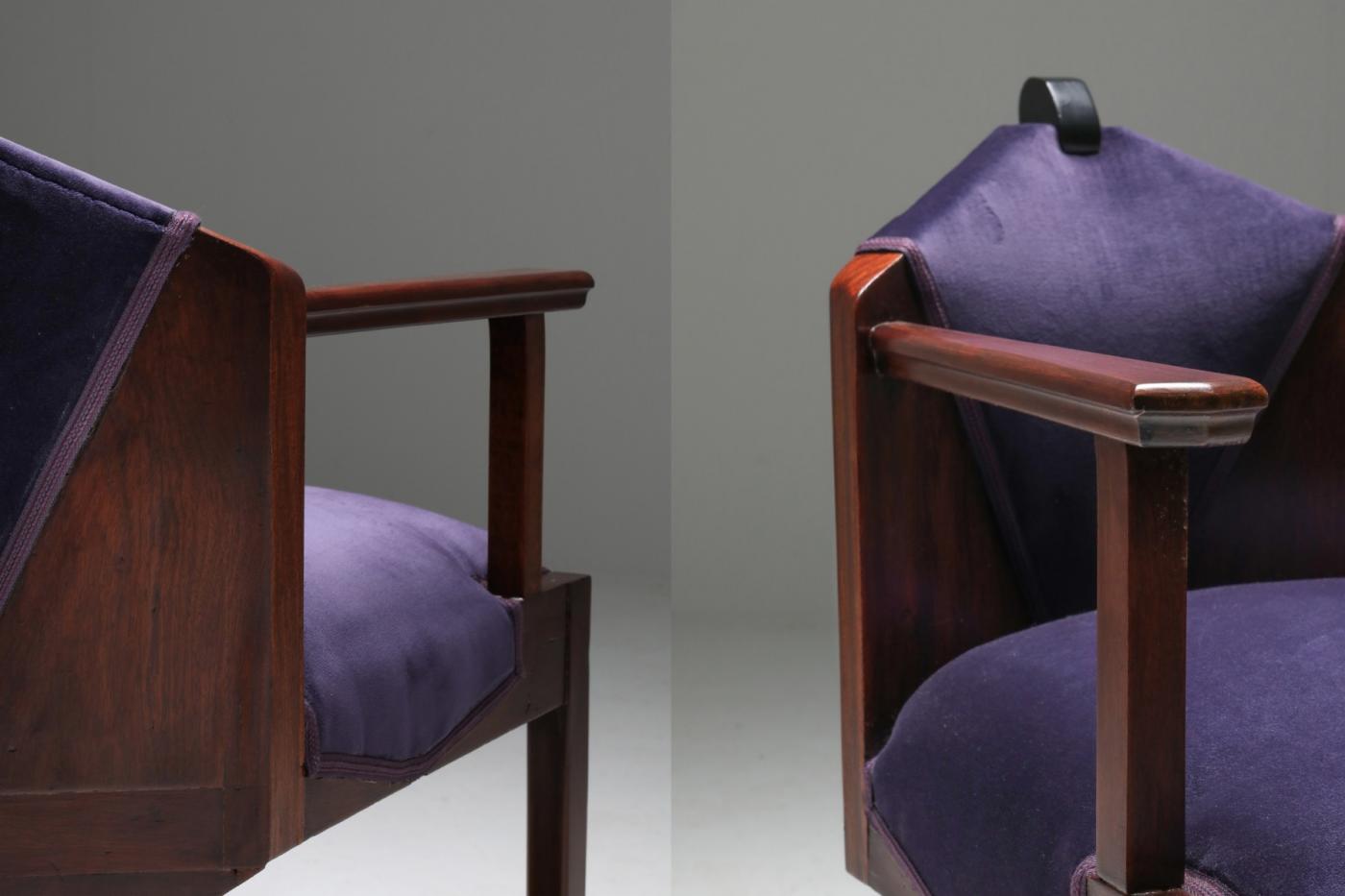 Michel De Klerk - Dutch Art Deco ‘Amsterdamse school’ pair of armchairs ...
