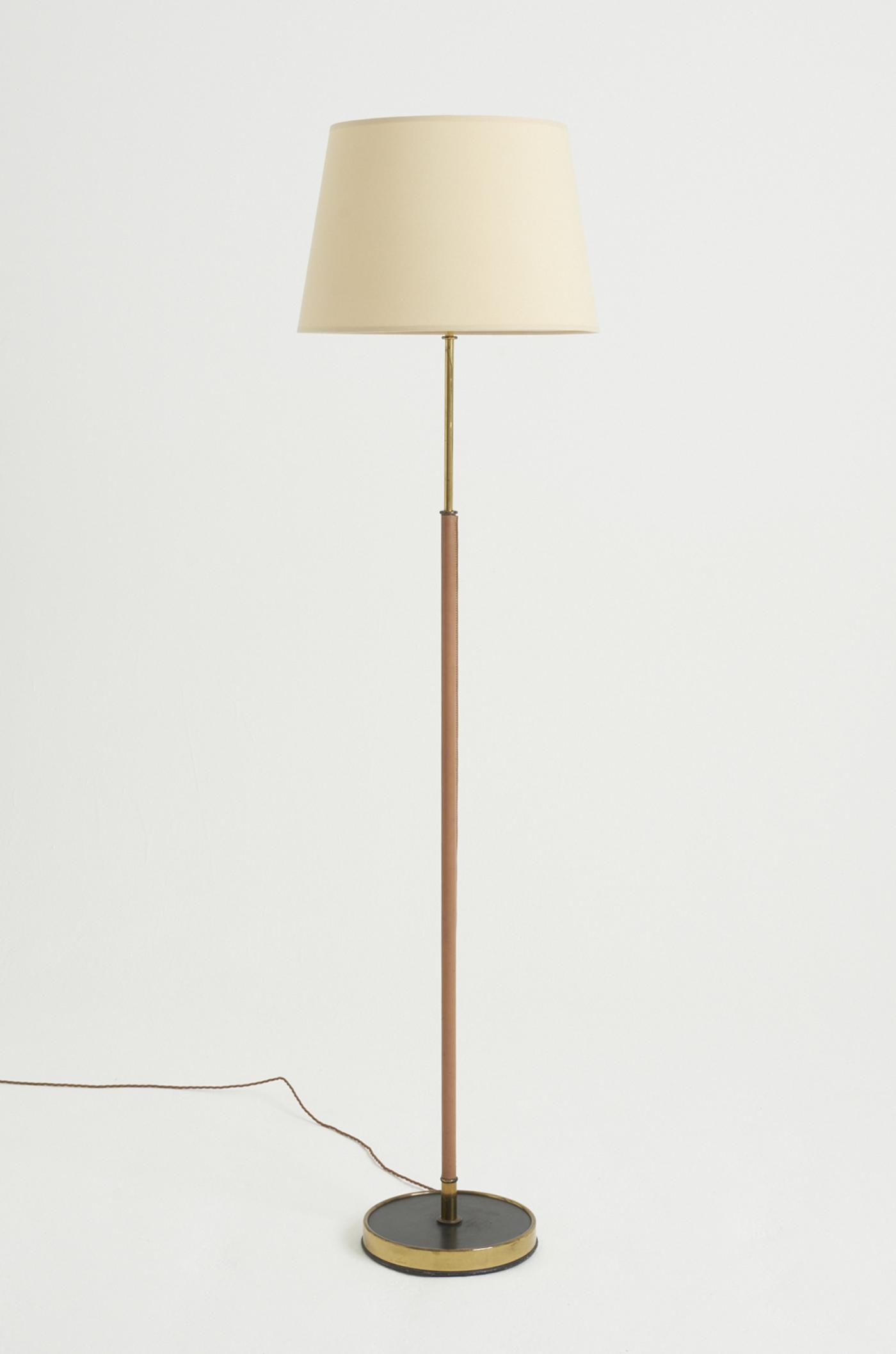 Mid-Century Brown Leather Floor lamp