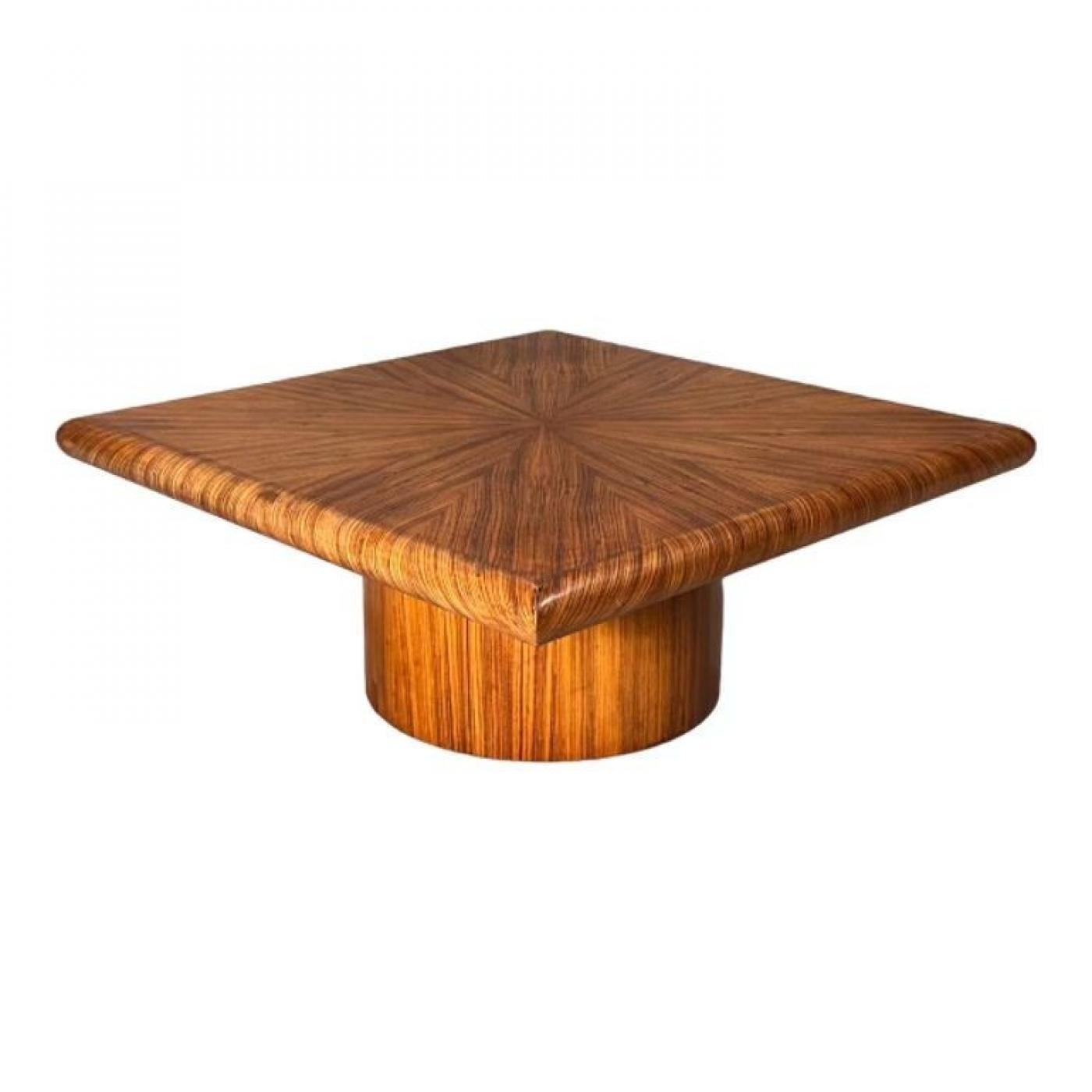 Mid Century Bullnose Edge Tiger Wood Coffee Table, 1970