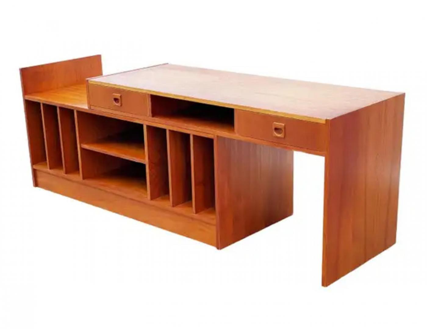 Mid Century Danish Modern Teak Sliding / Expandable Media Cabinet or ...