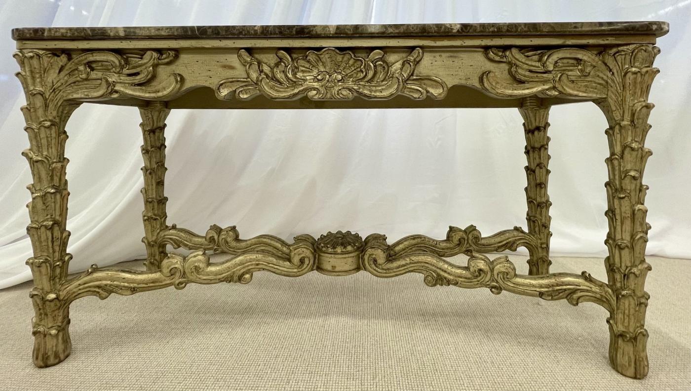 Serge Roche - Mid Century Fleur de Lis Console, Marble, Serge Roche Style